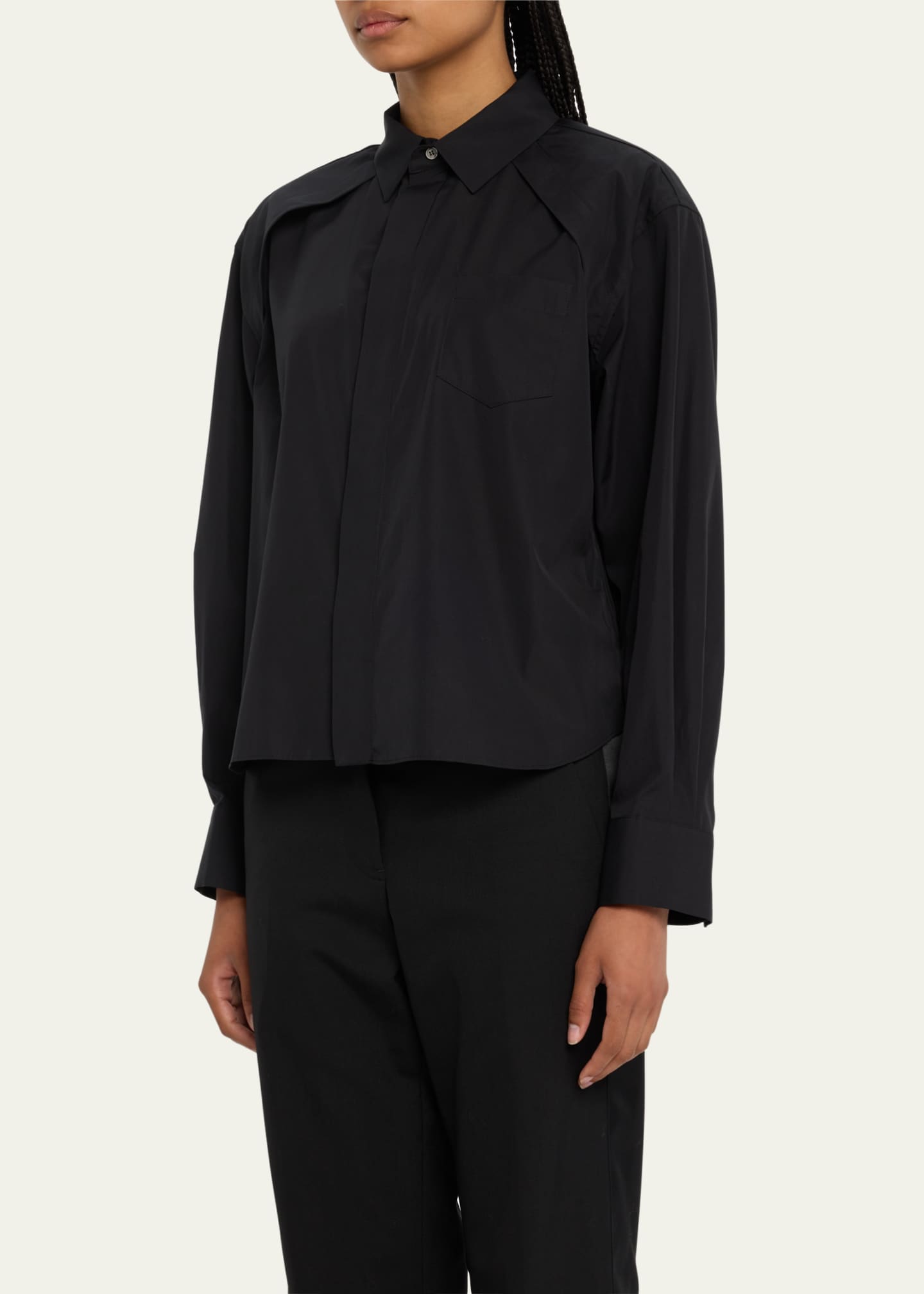 SACAI Button Down Poplin Blouse - Bergdorf Goodman