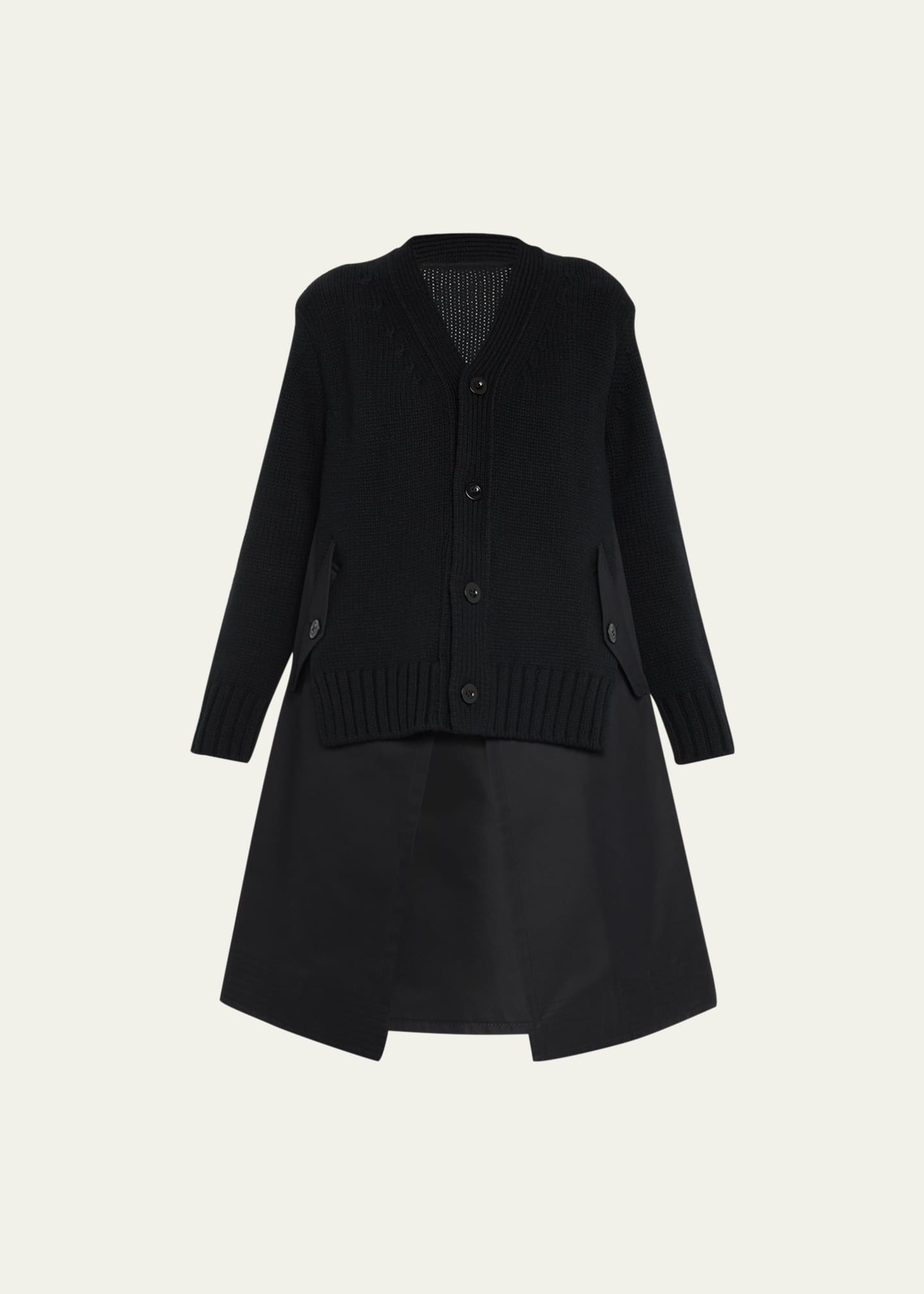 SACAI Layered Long Knit Cardigan - Bergdorf Goodman
