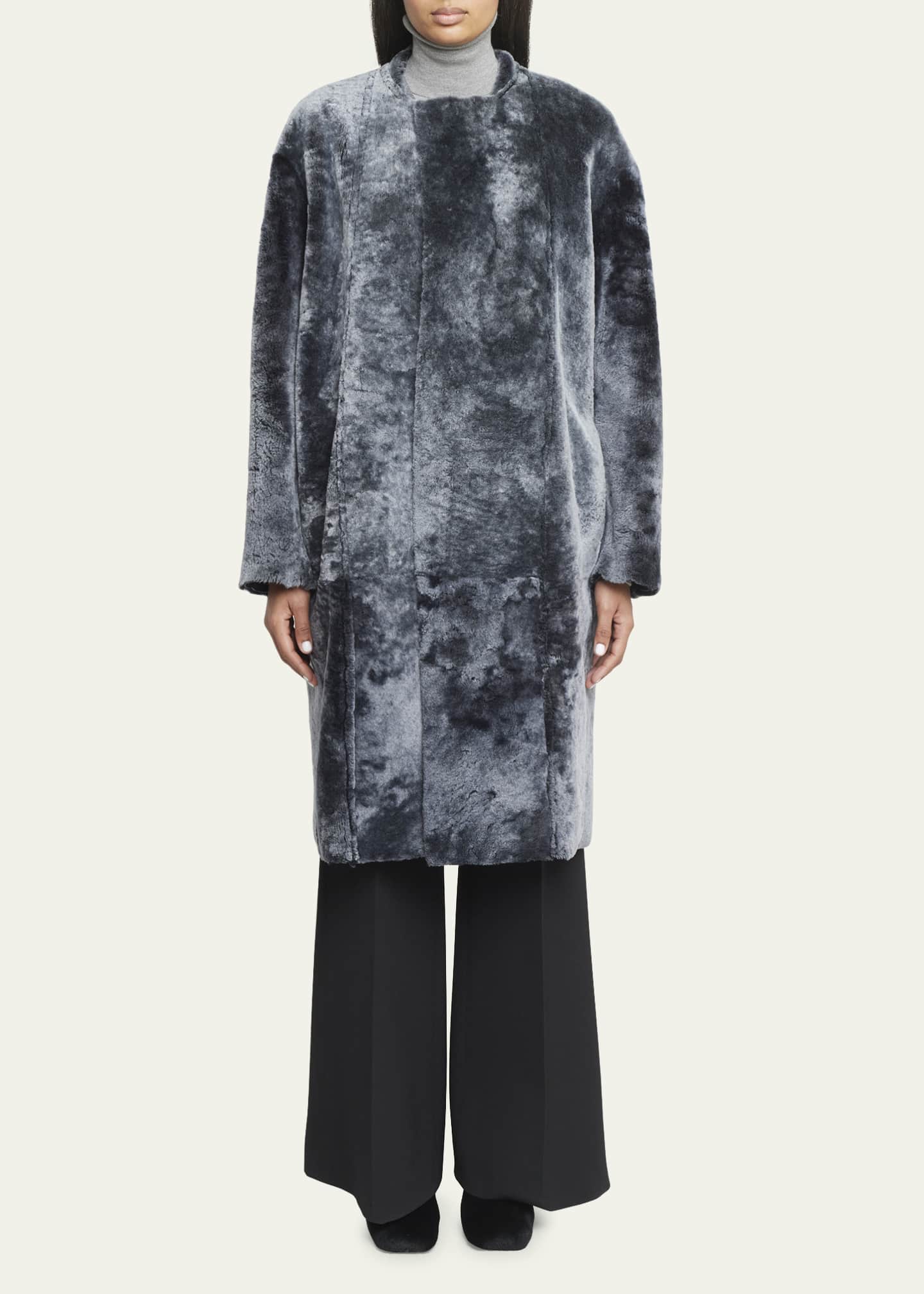 Givenchy Collarless Shearling Long Coat - Bergdorf Goodman