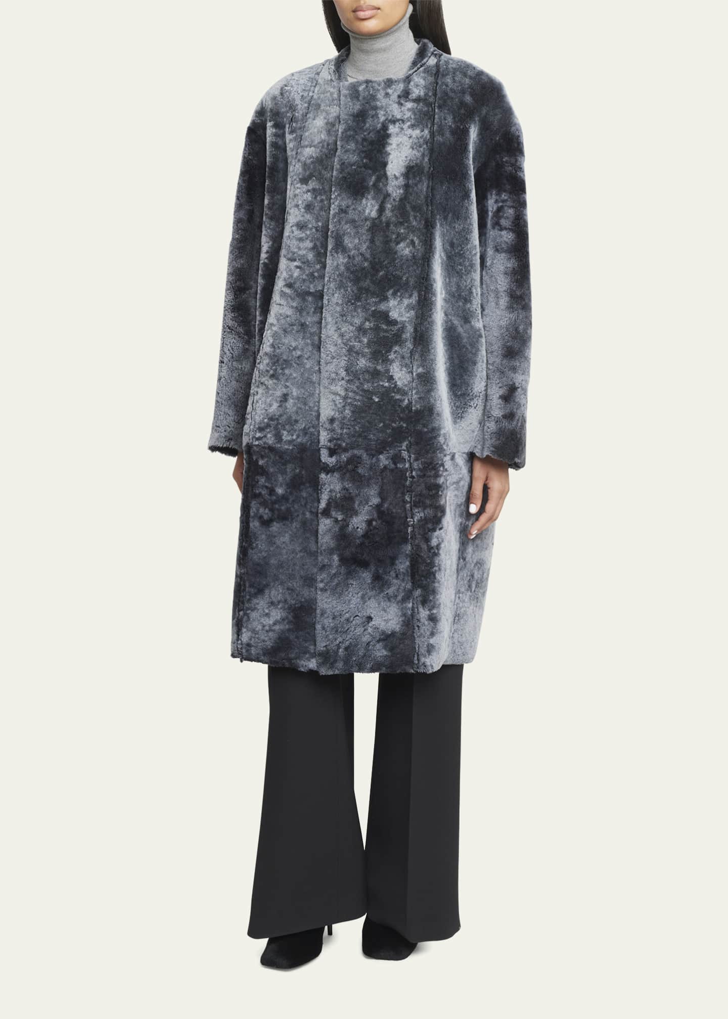 Givenchy Collarless Shearling Long Coat - Bergdorf Goodman
