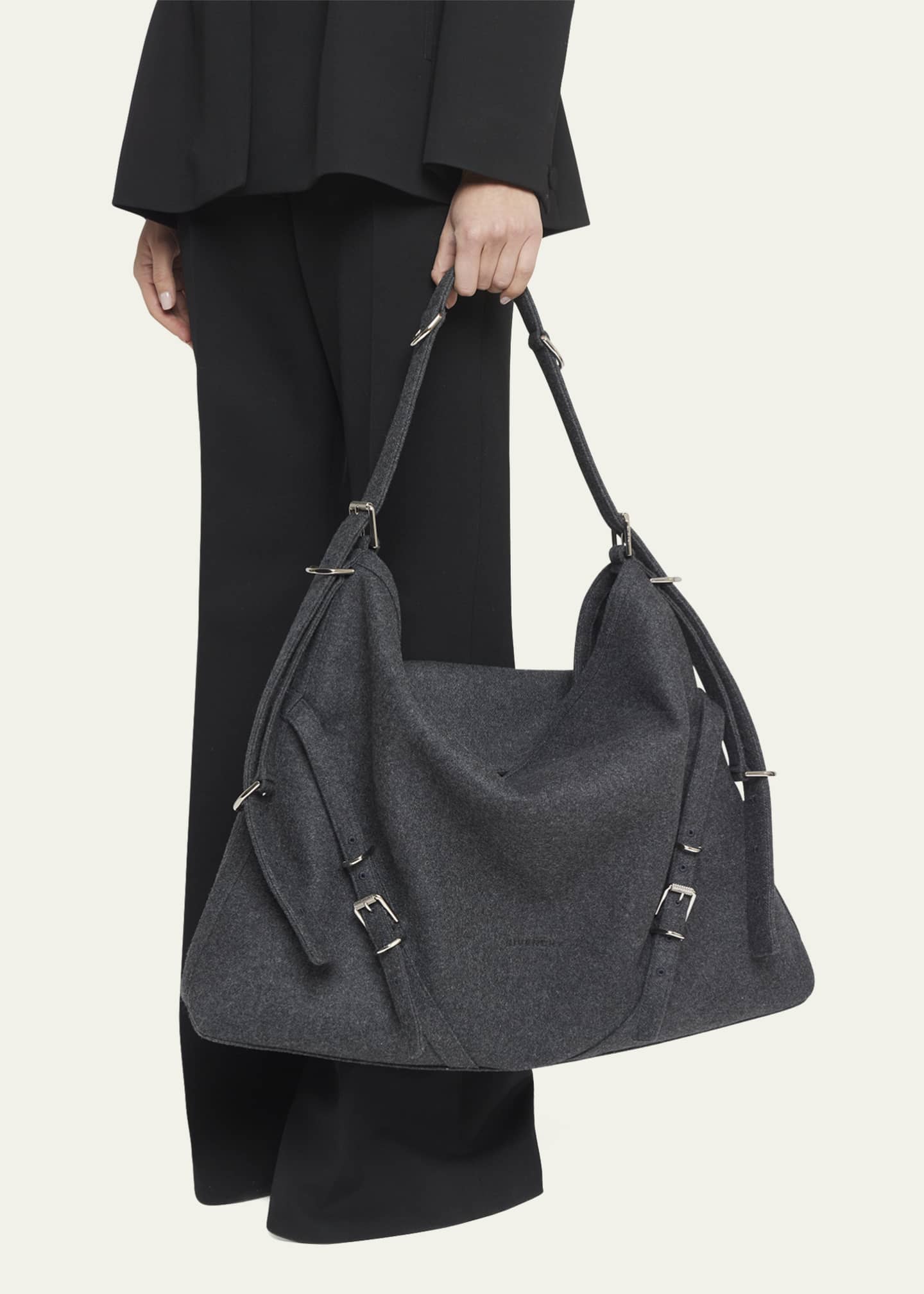 Givenchy Large Voyou Shoulder Bag in Leather, Nylon, and Wool ...