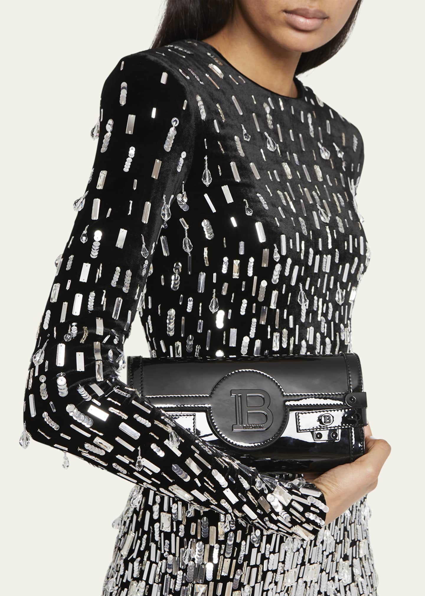 Balmain BBuzz 23 Wallet on a Chain in Patent Leather - Bergdorf Goodman