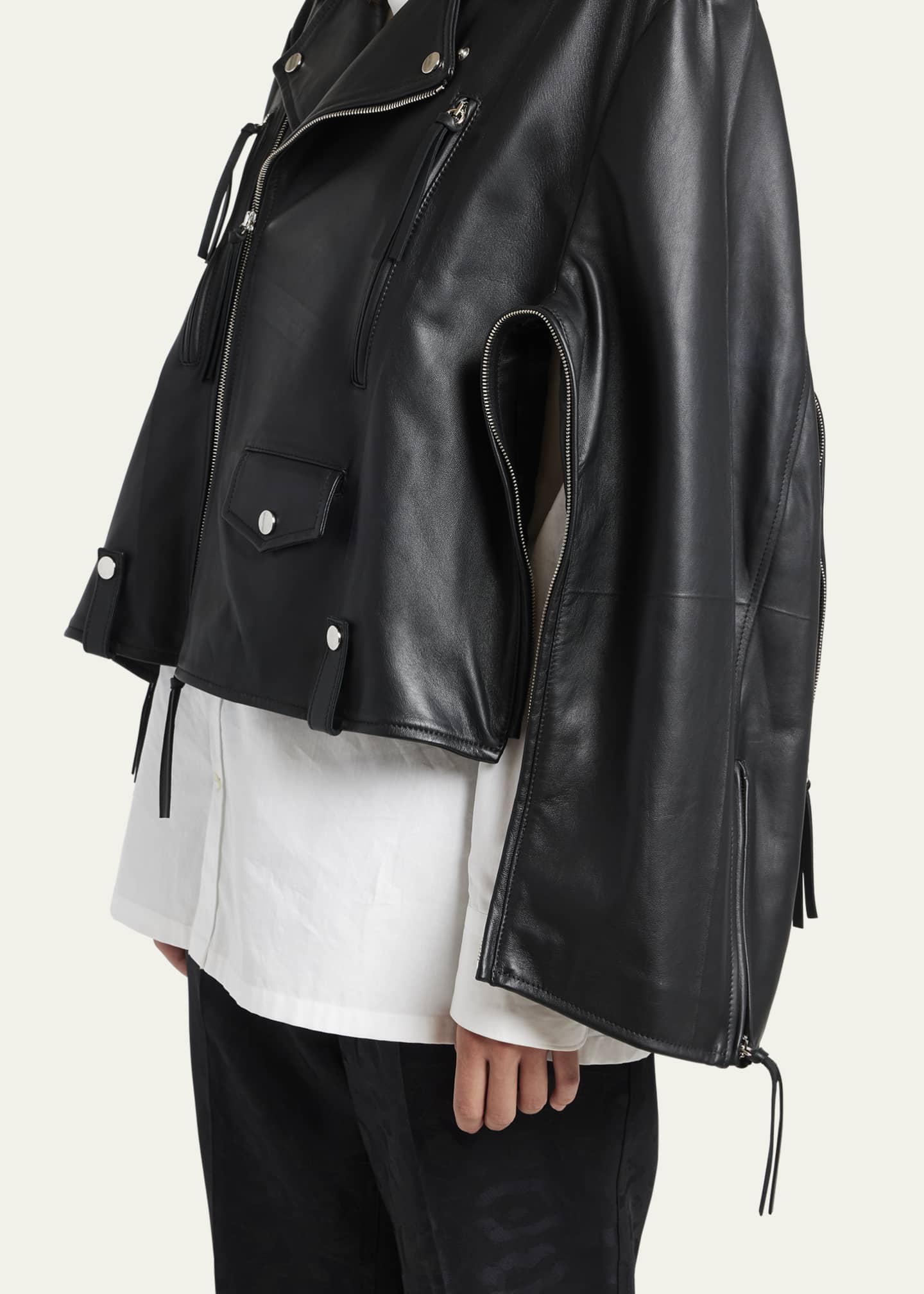 SETCHU Zip-Sleeve Leather Biker Jacket - Bergdorf Goodman