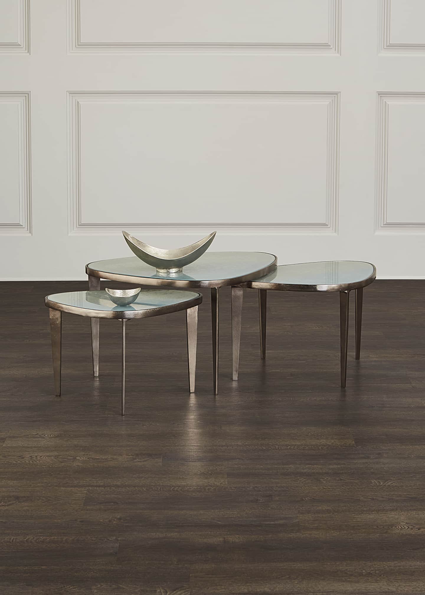 Interlude Home Jan Nesting Cocktail Tables, Antiqued Nickel - Bergdorf Goodman