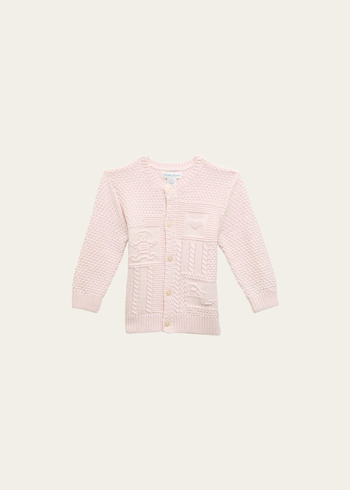 Ralph Lauren Childrenswear Girl's Cardigan W/ Bear Intarsia, Size 3M ...