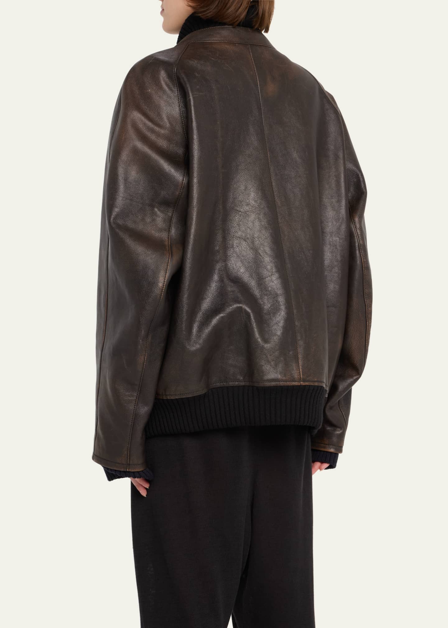 THE ROW Kengia Leather Bomber Jacket - Bergdorf Goodman