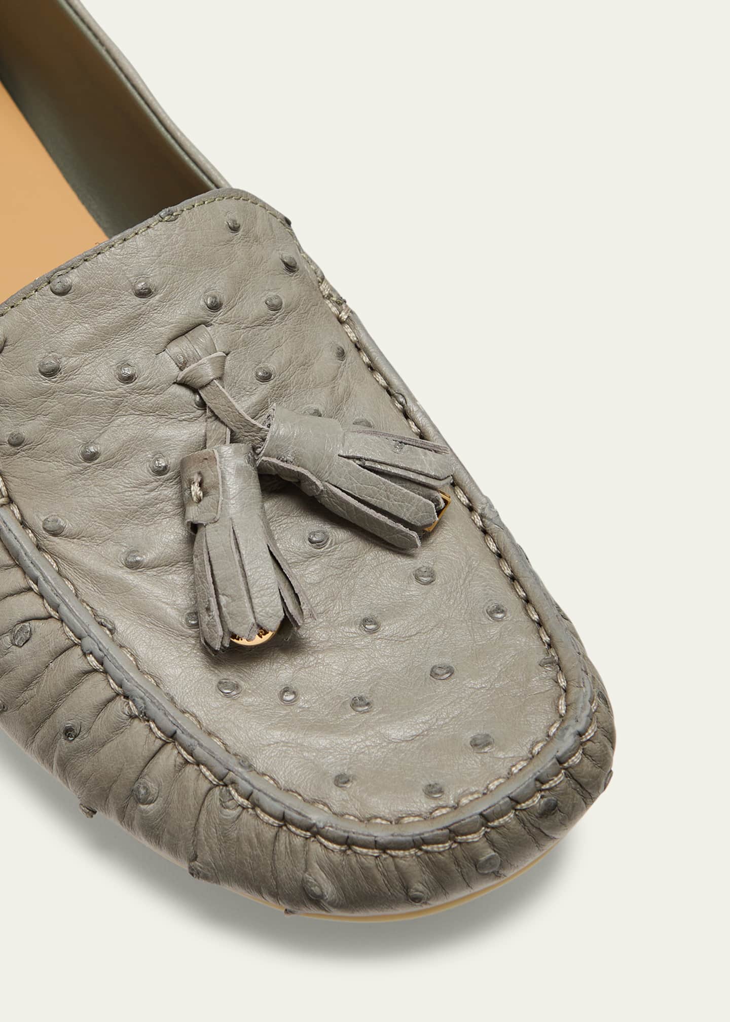 Loro Piana Ostrich Tassel Driver Loafers - Bergdorf Goodman