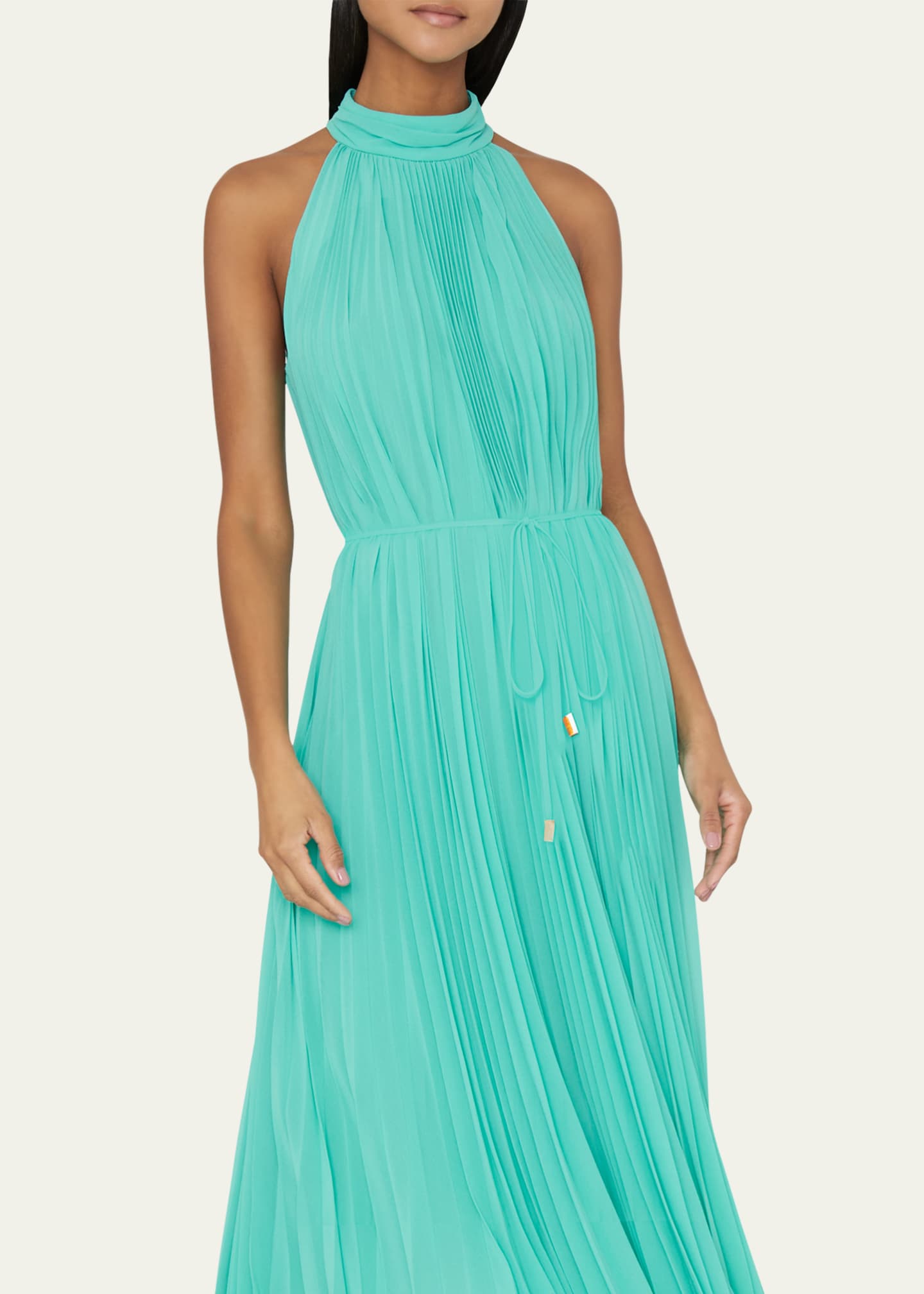 Milly Ophelia Pleated Halter Midi Dress - Bergdorf Goodman