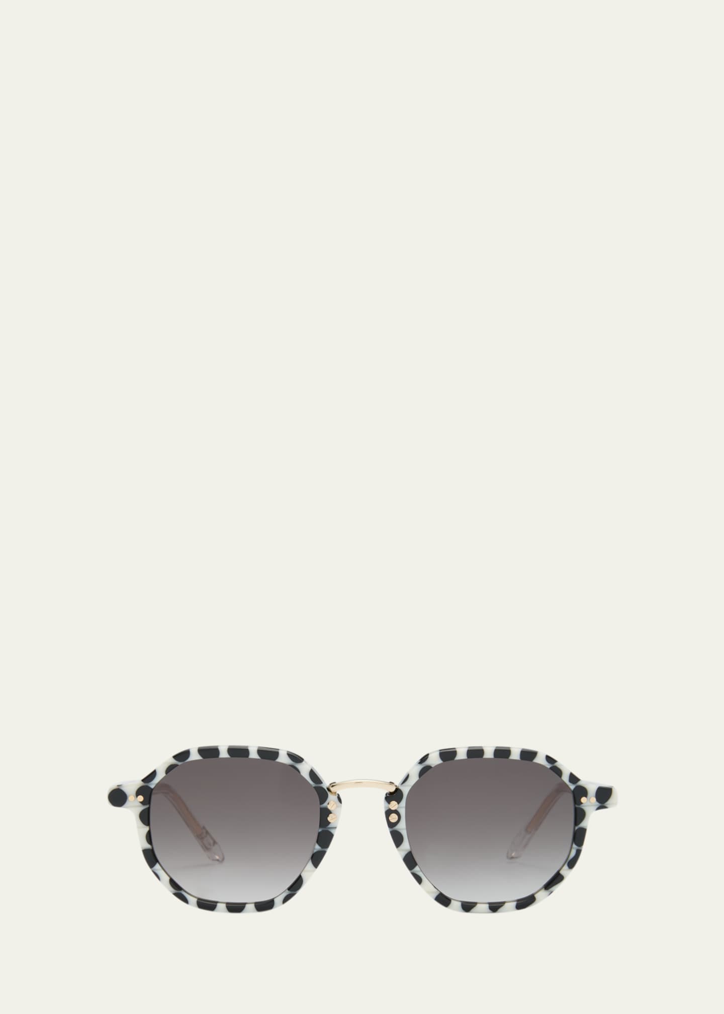 KREWE Dakota Domino Titanium & Acetate Round Sunglasses - Bergdorf Goodman