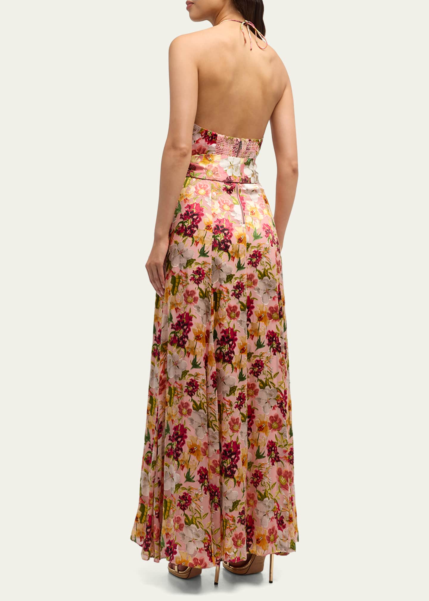 Alice + Olivia Dita Halter Silk Burnout Maxi Dress - Bergdorf Goodman