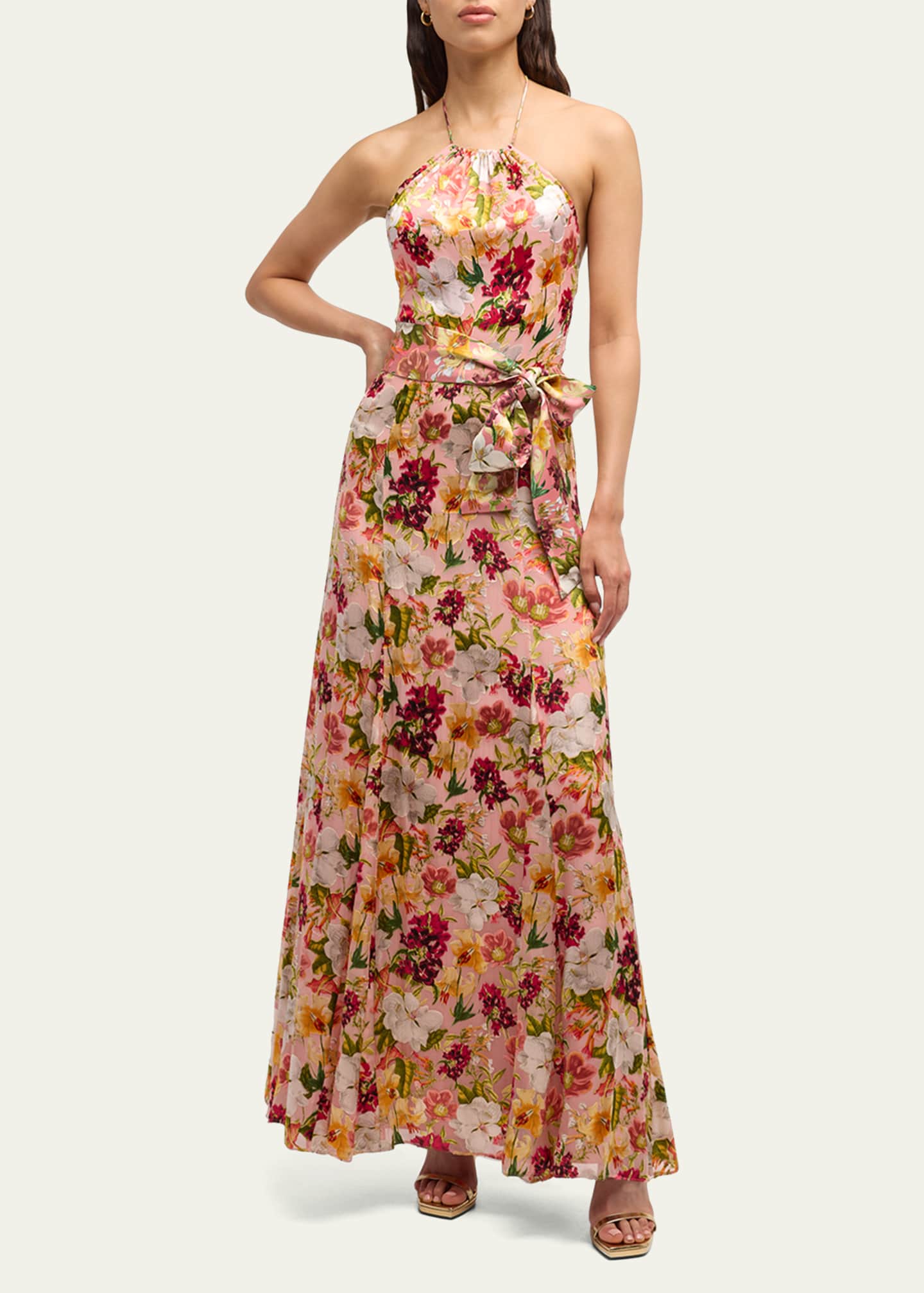 Alice + Olivia Dita Halter Silk Burnout Maxi Dress - Bergdorf Goodman