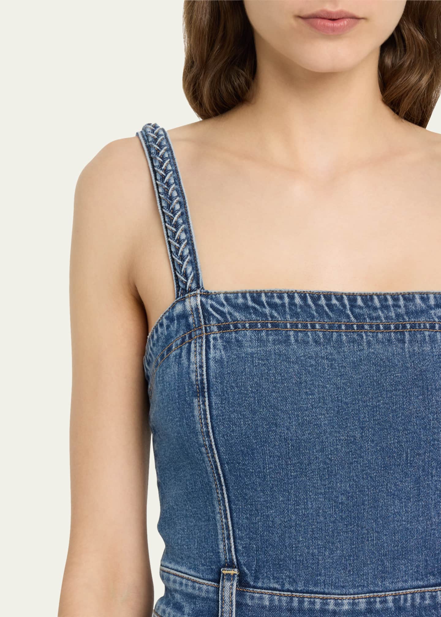 Alice + Olivia Melody Braid-Strap Wide-Leg Denim Jumpsuit - Bergdorf ...