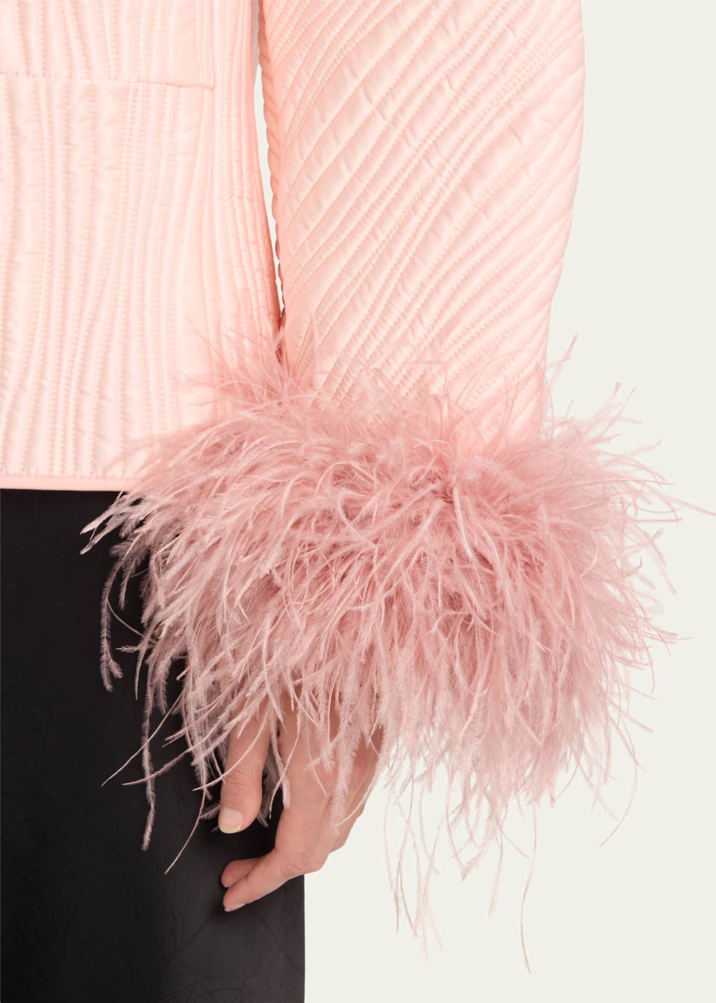 Sleeper Hebao Quilted Tie-Front Feather-Cuff Jacket - Bergdorf Goodman