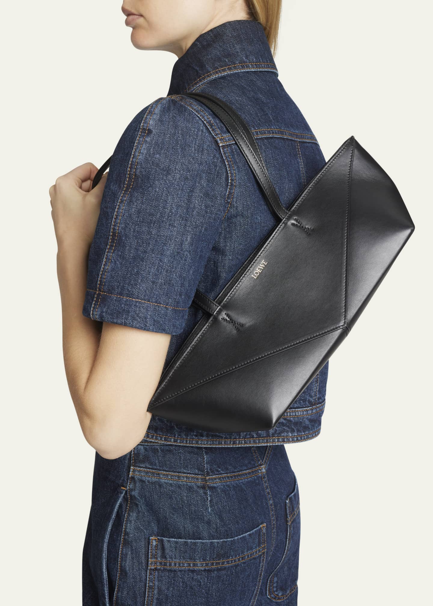 Loewe Puzzle Fold Cropped Bag in Shiny Leather - Bergdorf Goodman