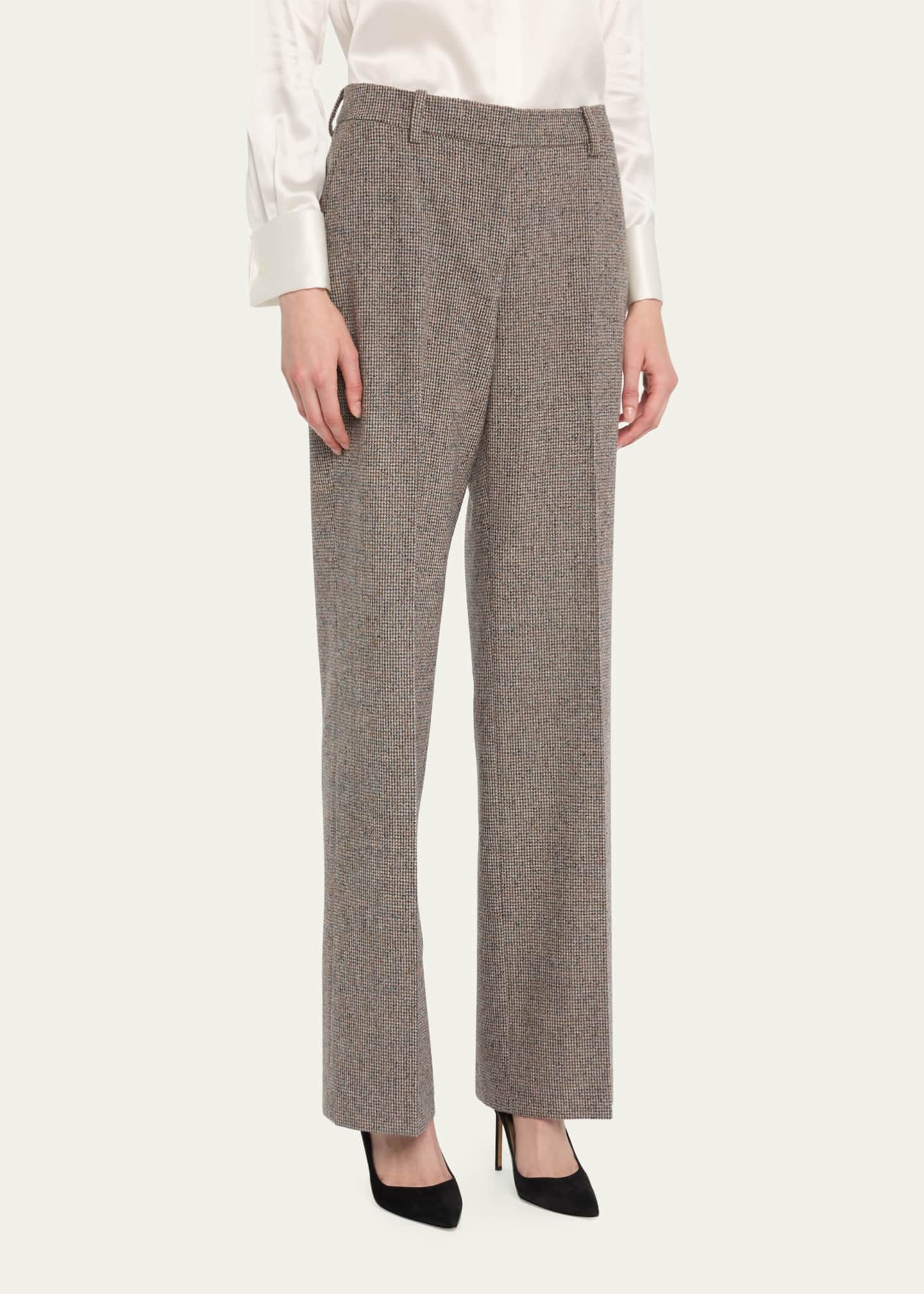 Lafayette 148 New York Gates Check-Print Straight-Leg Wool Pants ...
