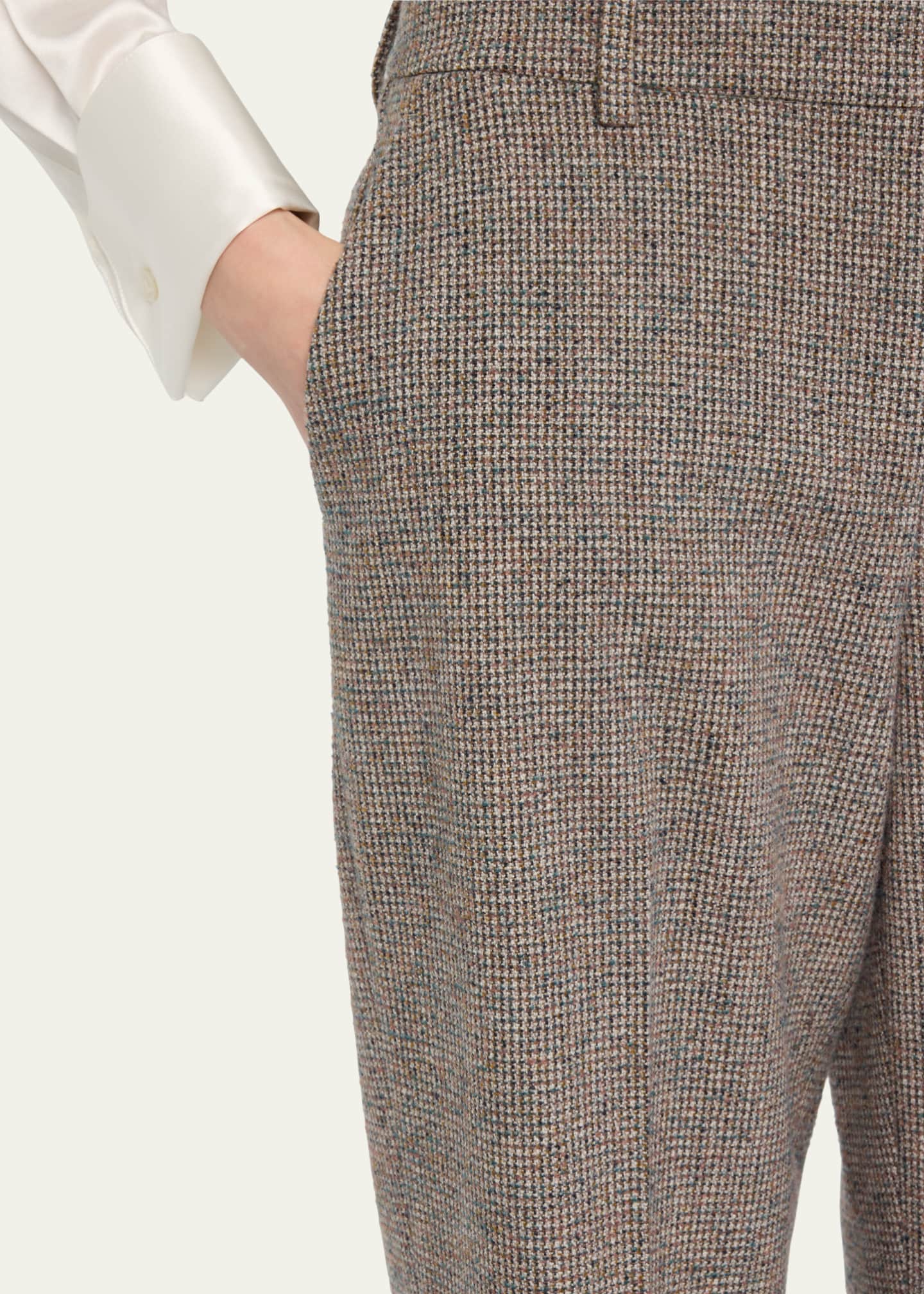Lafayette 148 New York Gates Check-Print Straight-Leg Wool Pants ...