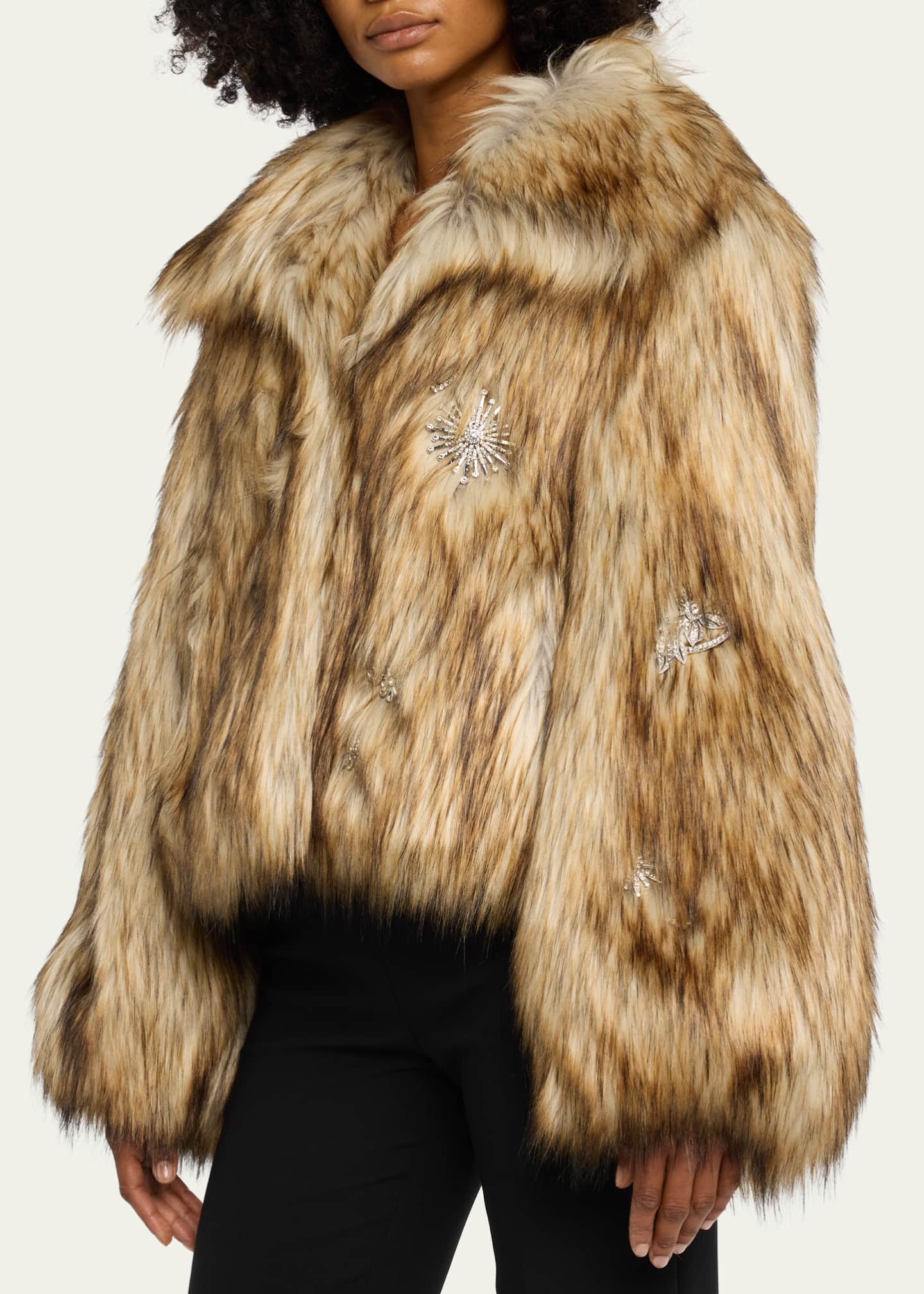 Cinq a Sept Tenley Short Embellished Faux-Fur Coat - Bergdorf Goodman