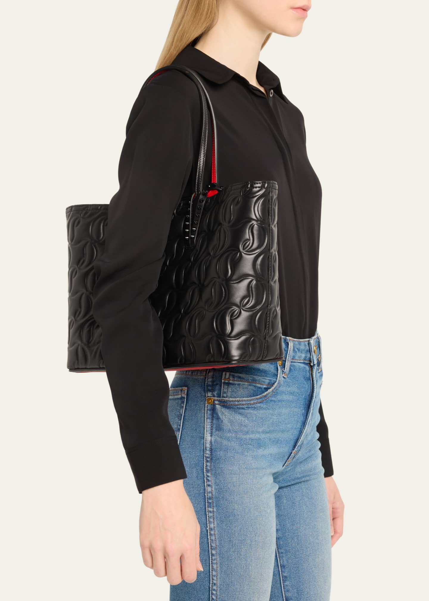 Christian Louboutin Cabata Small Tote in CL Embossed Nappa Leather ...