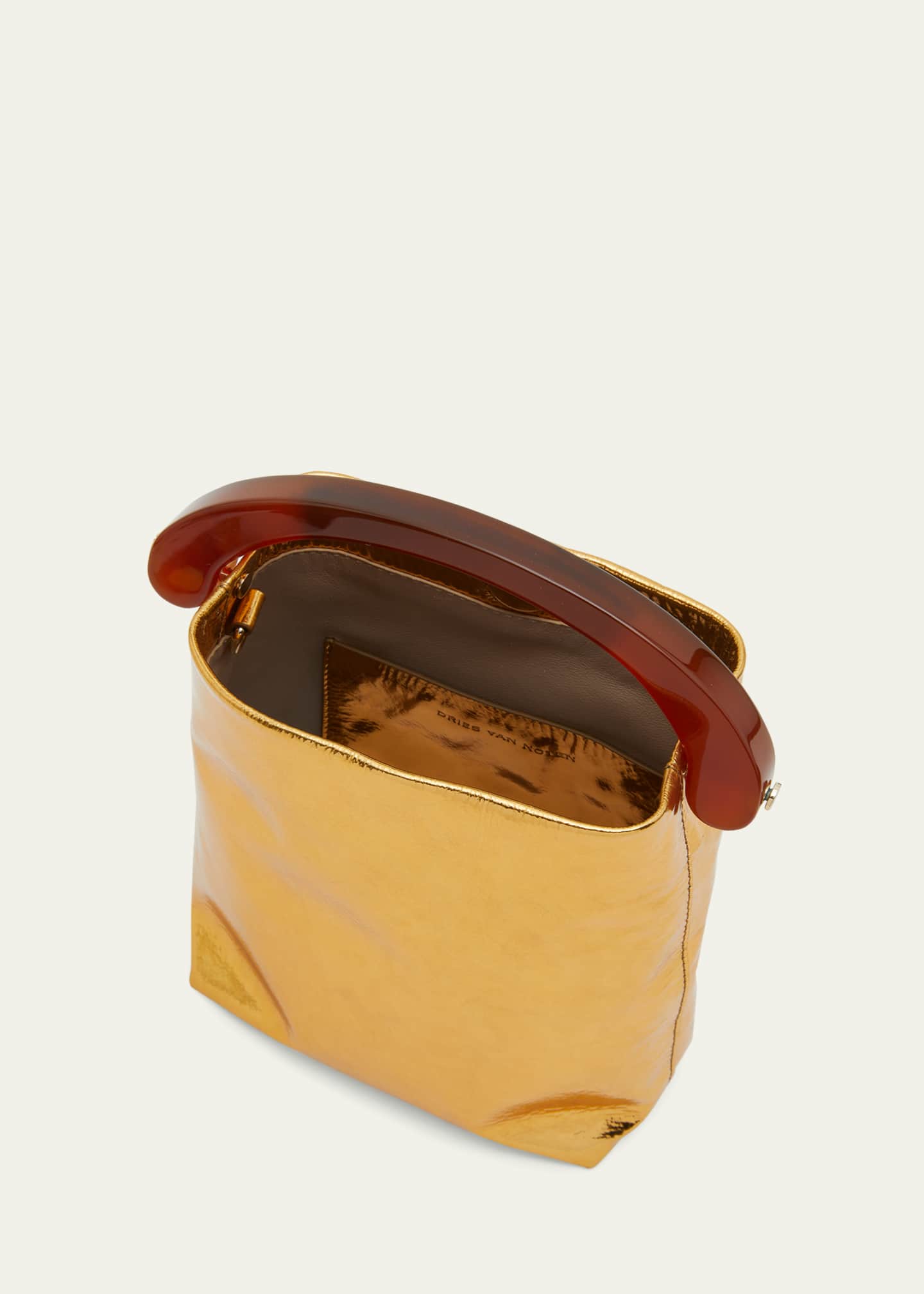 Dries Van Noten Crisp Metallic Napa Top-Handle Bag - Bergdorf Goodman