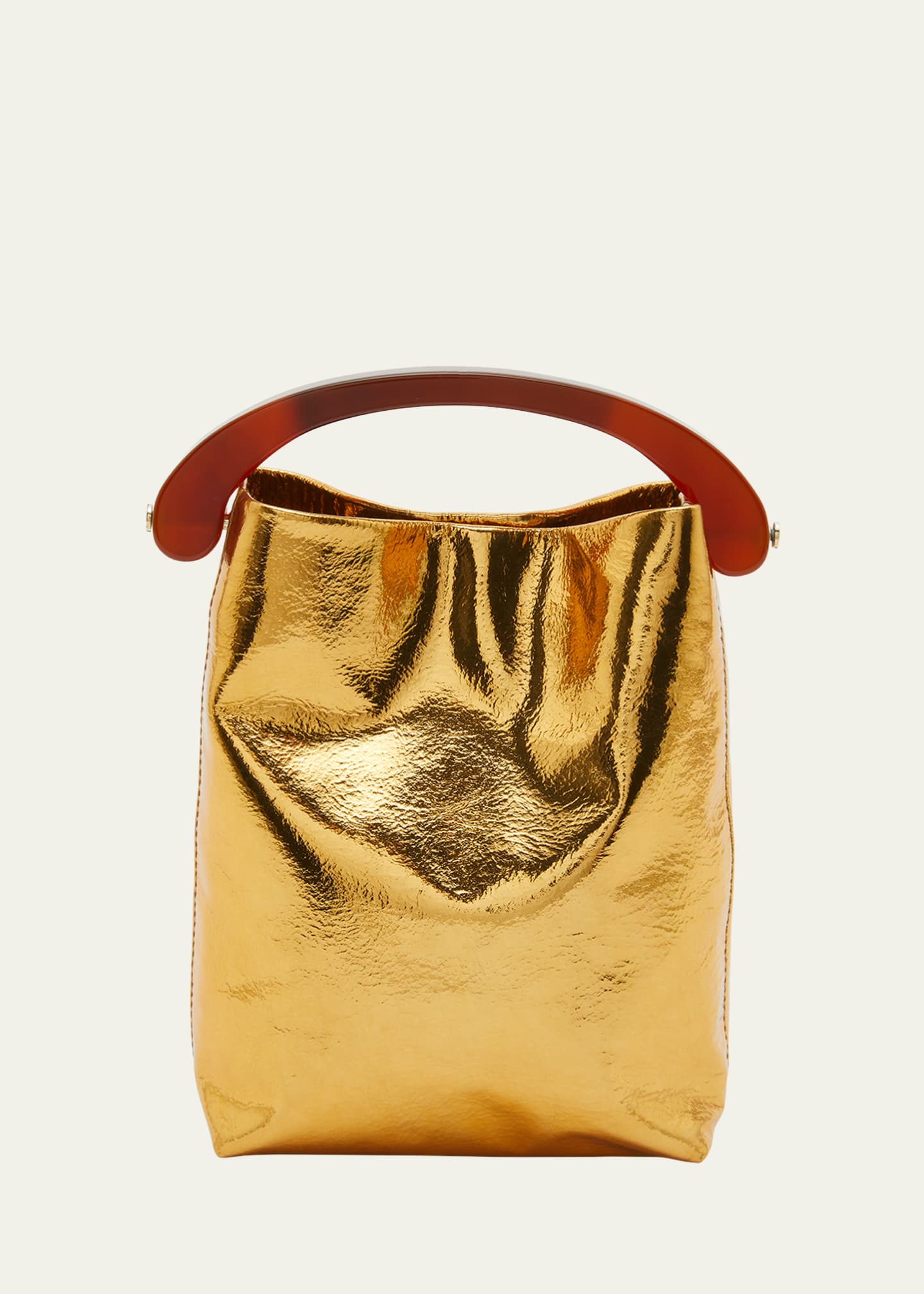 Dries Van Noten Crisp Metallic Napa Top-Handle Bag - Bergdorf Goodman