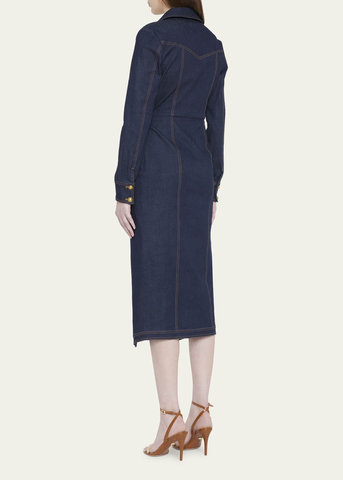 Veronica Beard Arlington Long-Sleeve Denim Midi Wrap Dress - Bergdorf ...