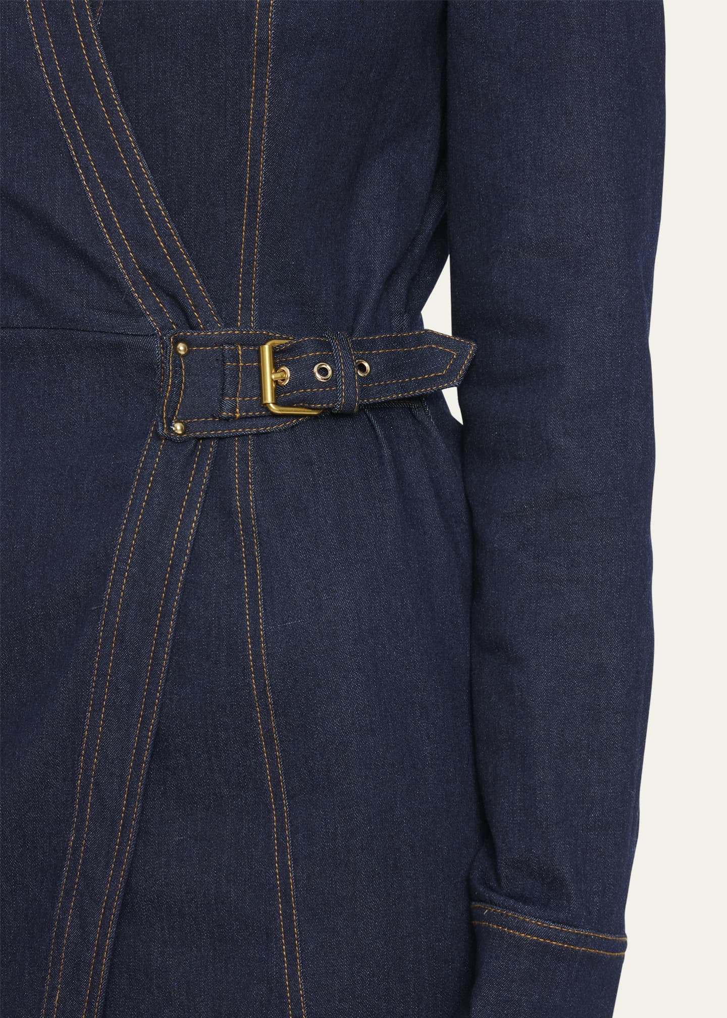 Veronica Beard Arlington Long-Sleeve Denim Midi Wrap Dress - Bergdorf ...