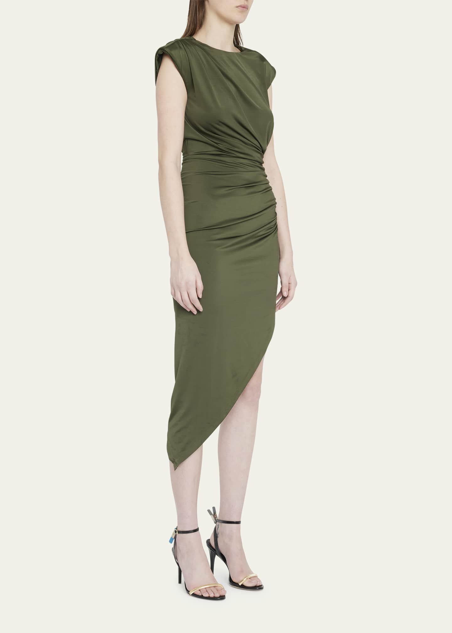 Veronica Beard Merrith Ruched Knit Asymmetric Midi Dress - Bergdorf Goodman