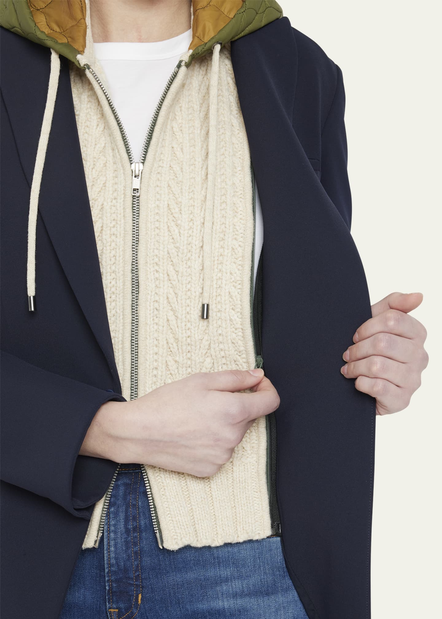 Veronica Beard Orine Hoodie Combo Dickey - Bergdorf Goodman