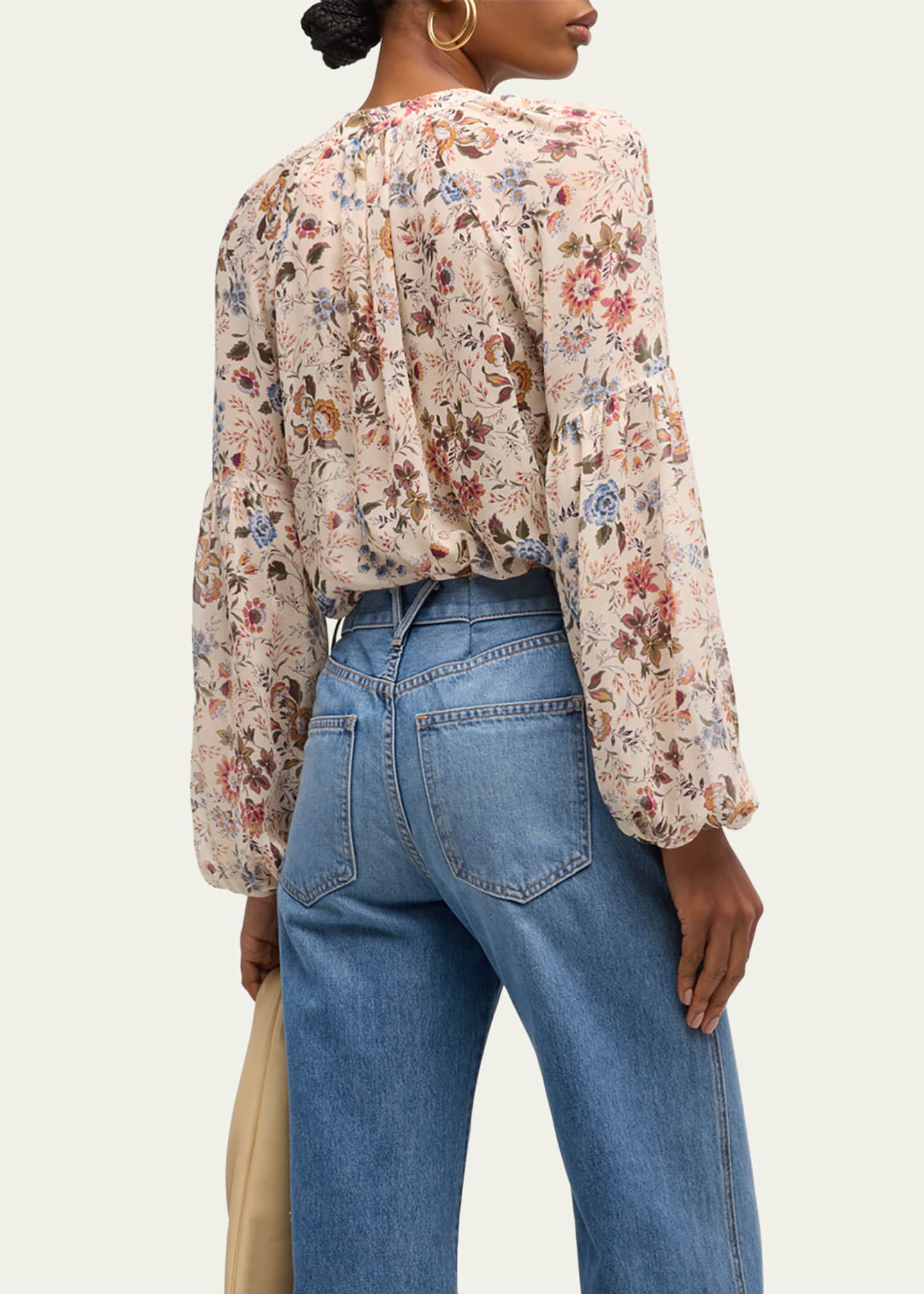 Veronica Beard Clarina Silk Floral Long Sleeve Top - Bergdorf Goodman