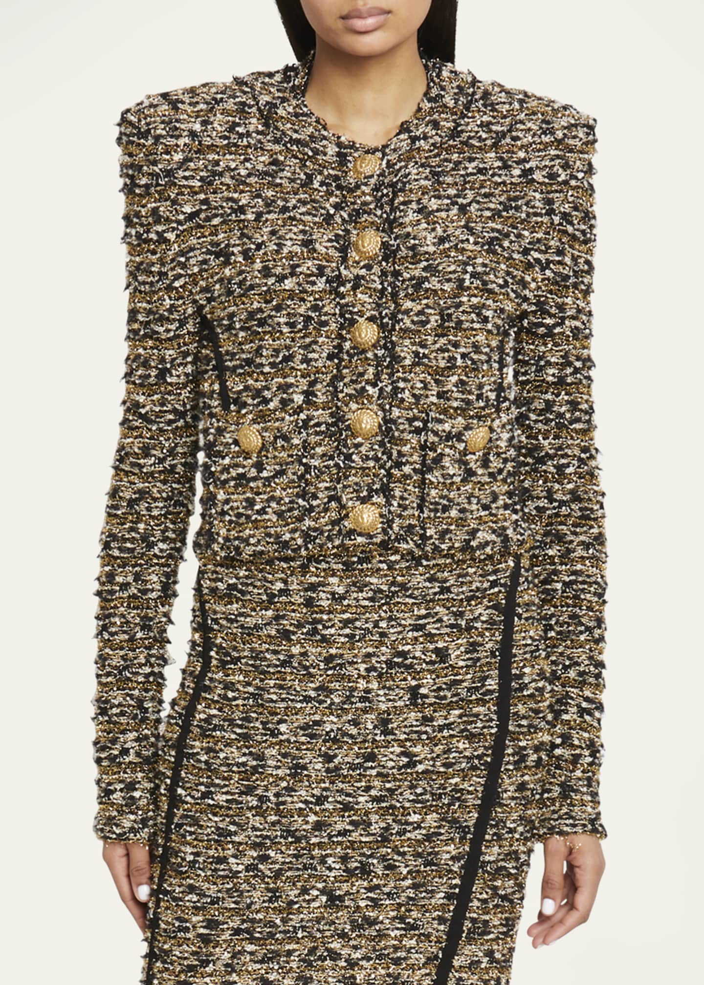 Balmain Metallic Tweed Boxy Short Jacket - Bergdorf Goodman