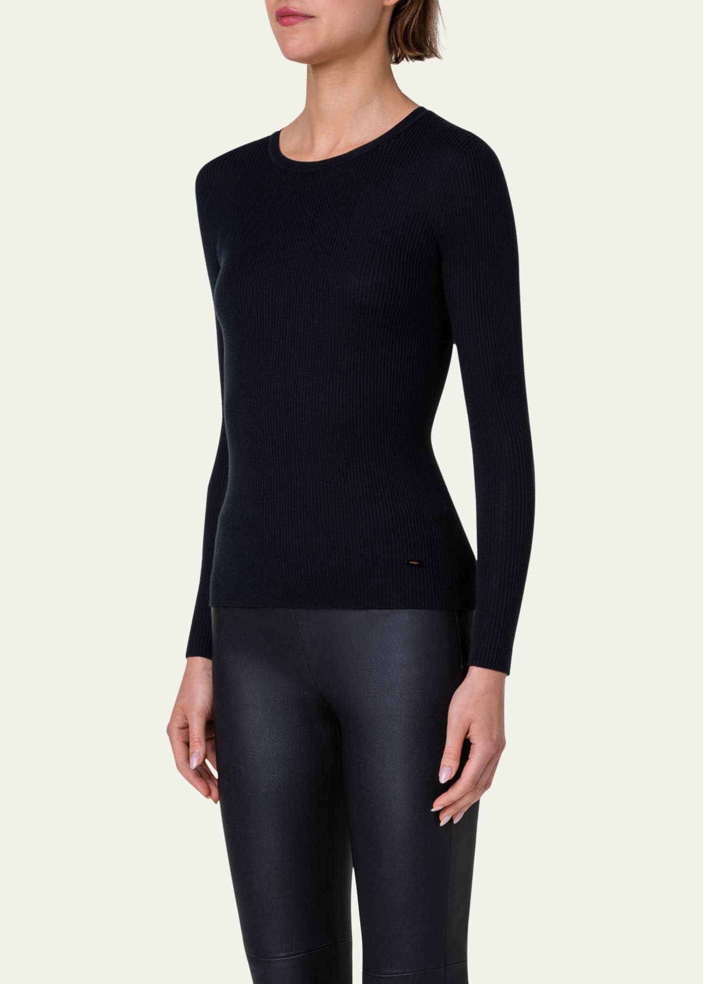 Akris Silk Cotton Seamless Rib Fitted Sweater - Bergdorf Goodman