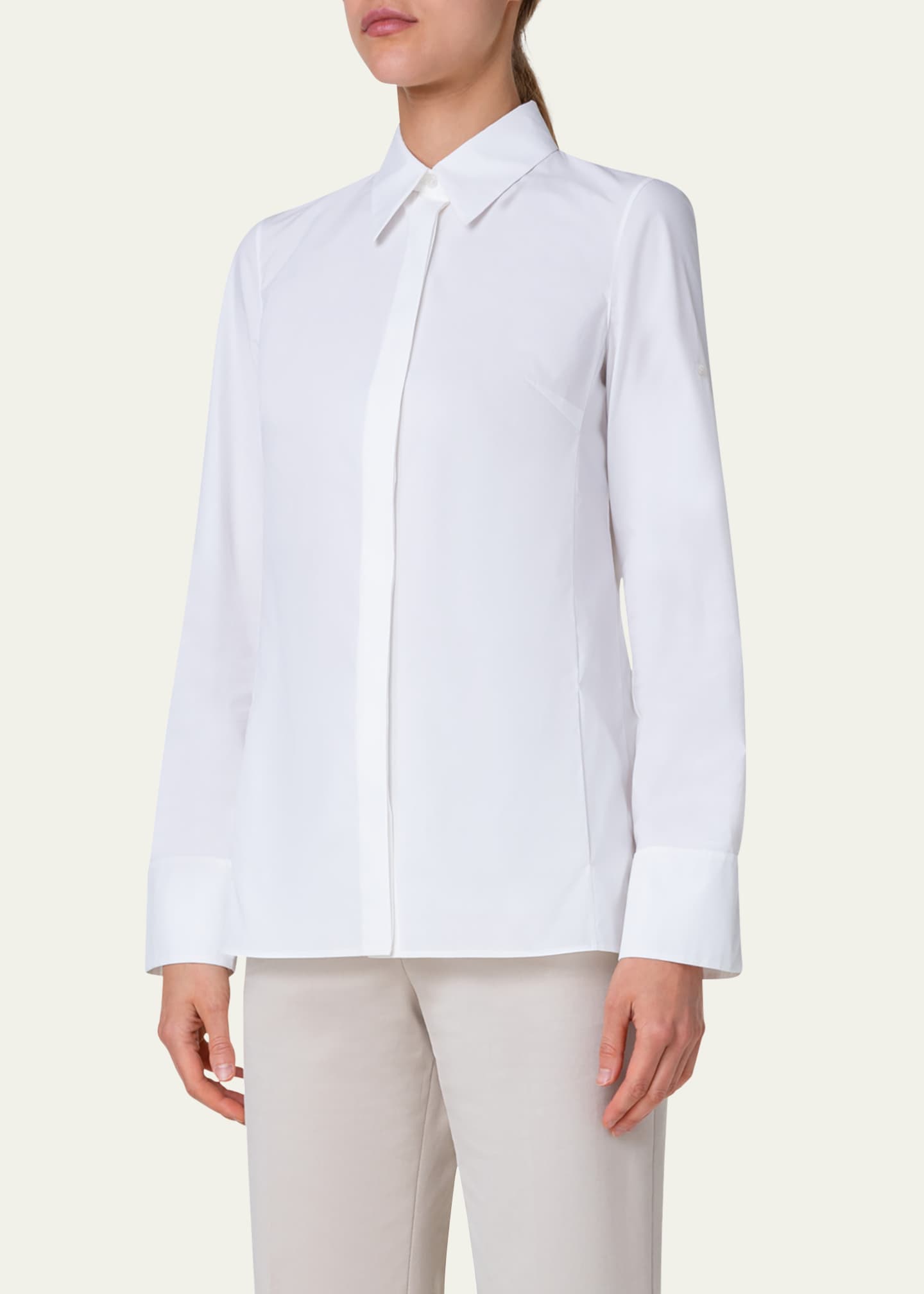 Akris Tunic Cotton Blouse with Martingale Detail - Bergdorf Goodman