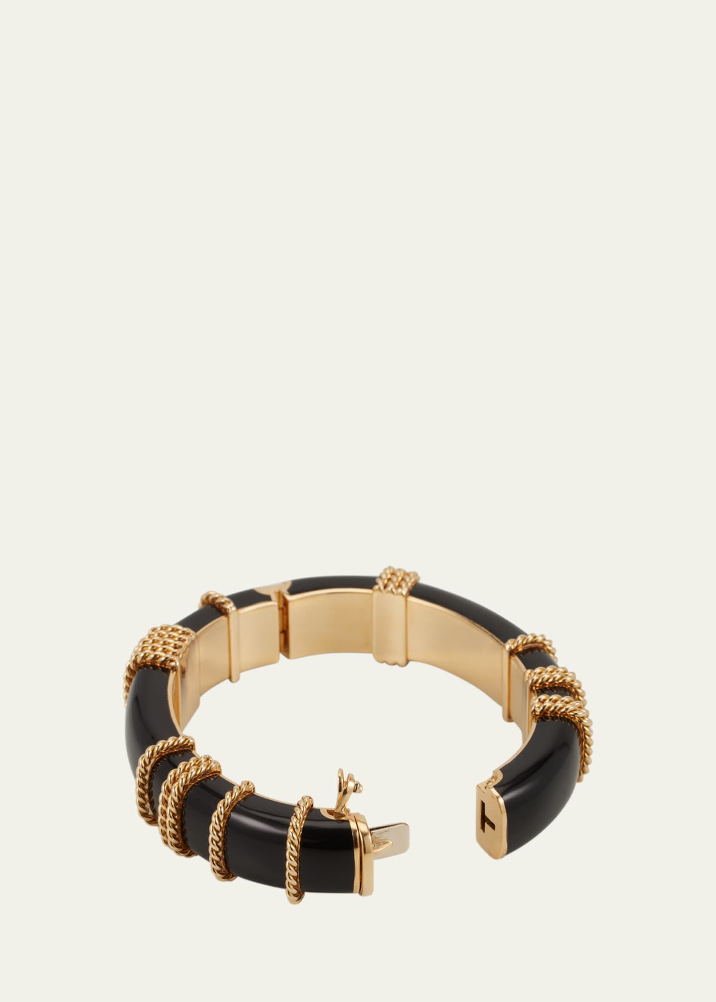 Verdura 18K Yellow Gold Black Ceramic Mondello Rope Bangle - Bergdorf ...