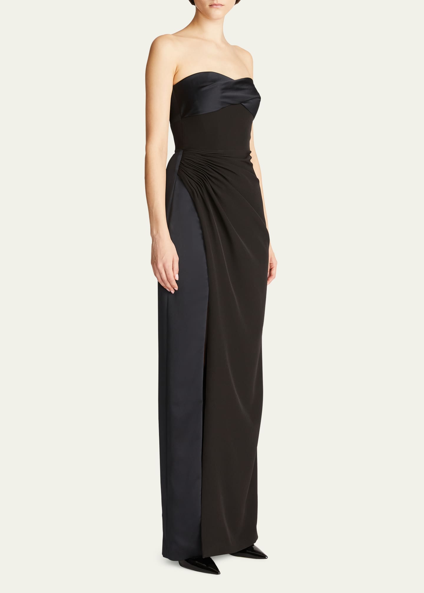 Halston Esther Strapless Crepe And Satin Column Gown Bergdorf Goodman