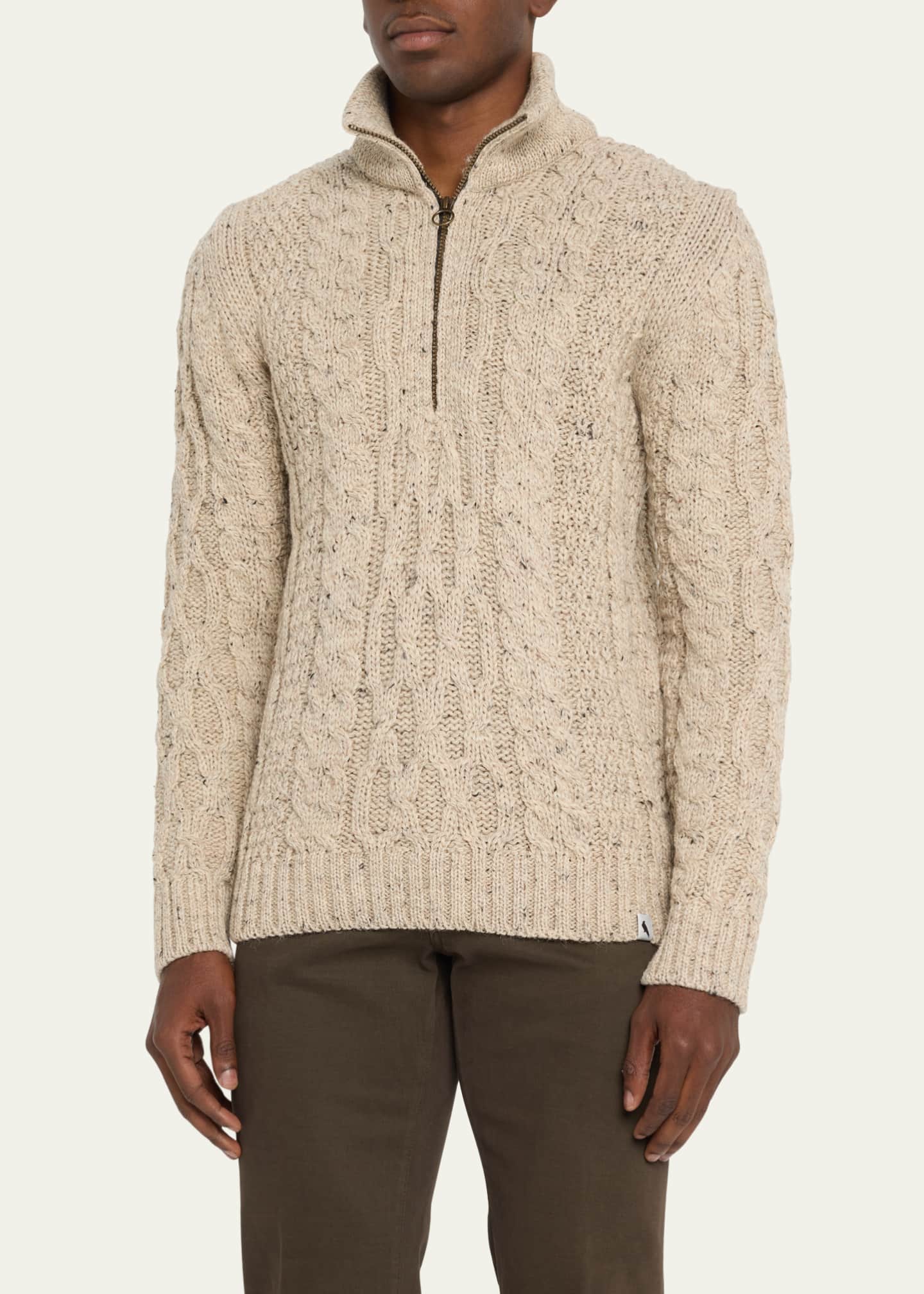 PEREGRINE CLOTHING Men's Lewis Quarter-Zip Cable Sweater - Bergdorf Goodman