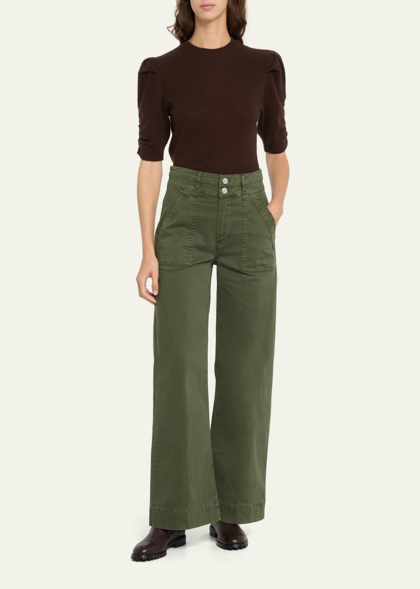 FRAME Cropped Slim Denim Palazzo Pants - Bergdorf Goodman