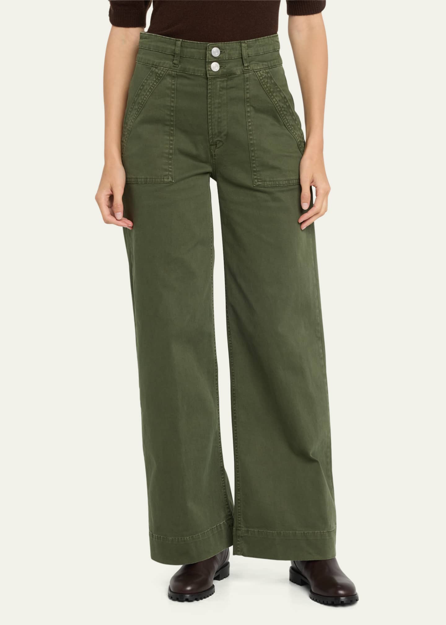 FRAME Cropped Slim Denim Palazzo Pants - Bergdorf Goodman