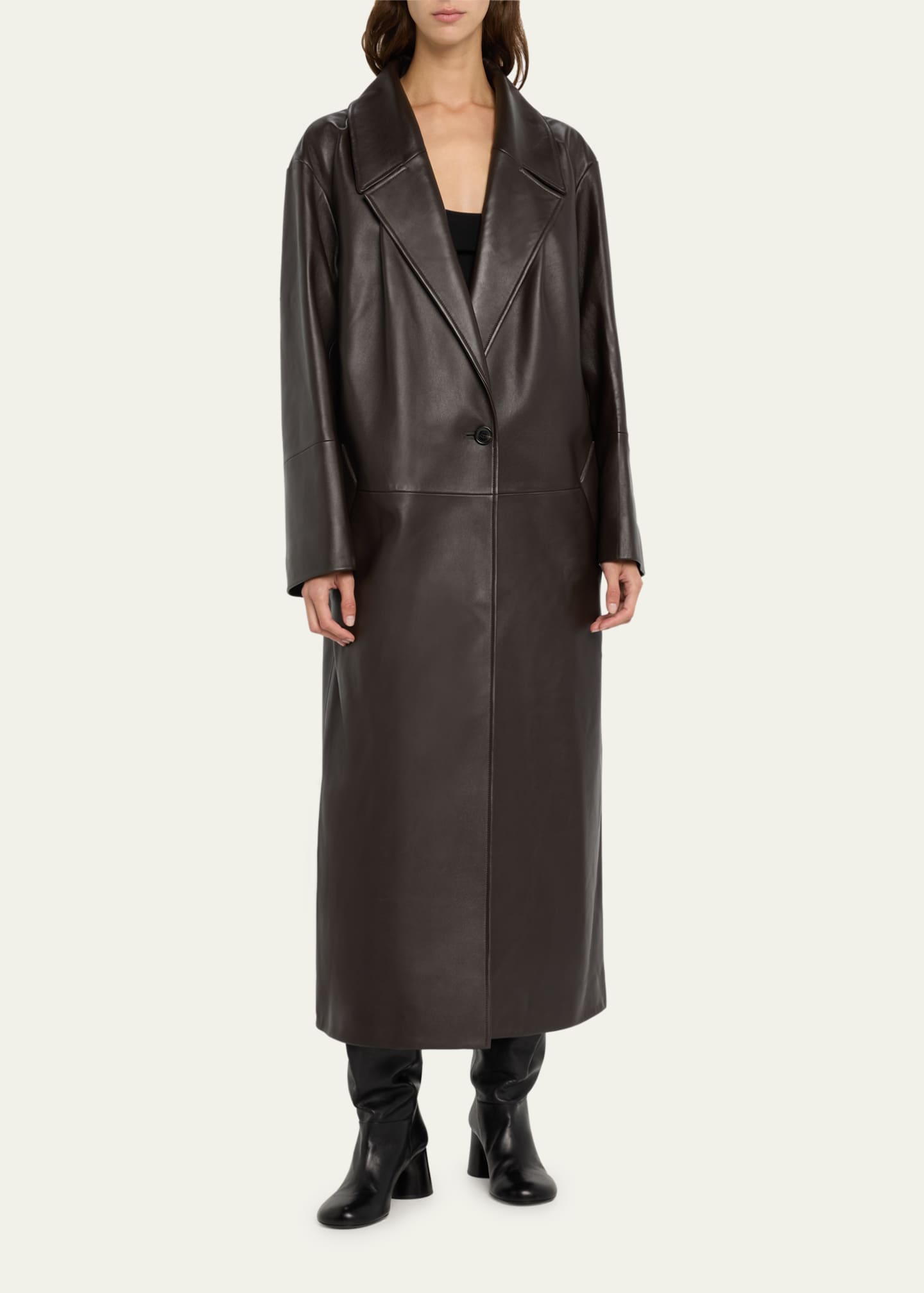 Loewe Long Leather Tailored Coat - Bergdorf Goodman