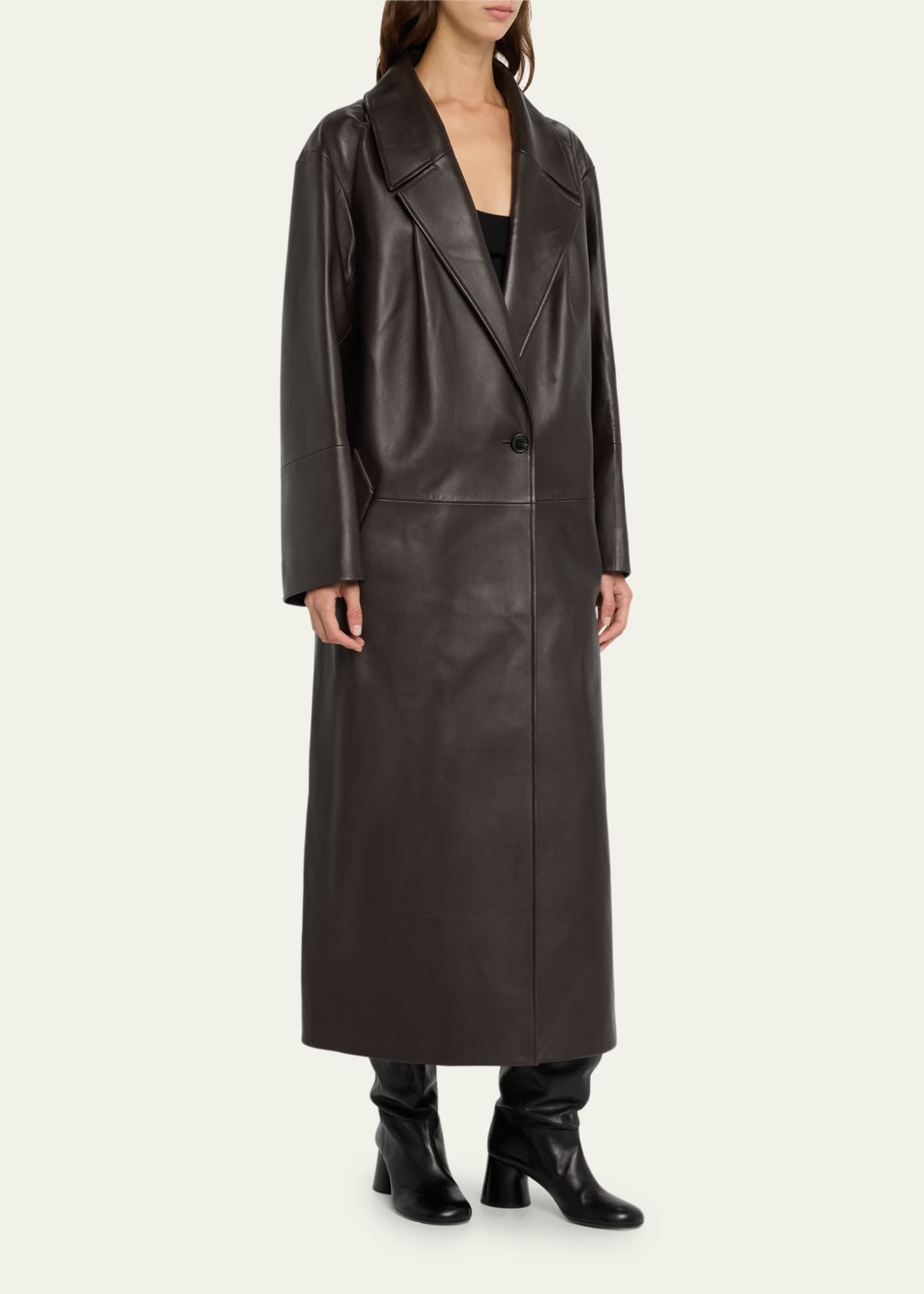 Loewe Long Leather Tailored Coat - Bergdorf Goodman