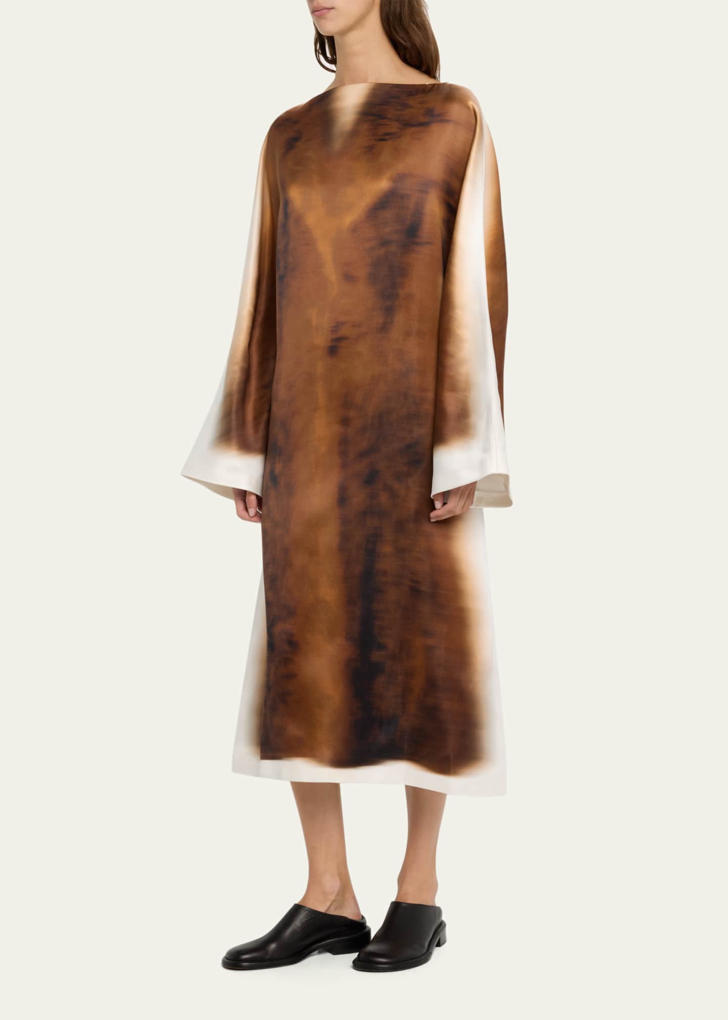 Loewe Blurred Print Silk Midi Dress - Bergdorf Goodman