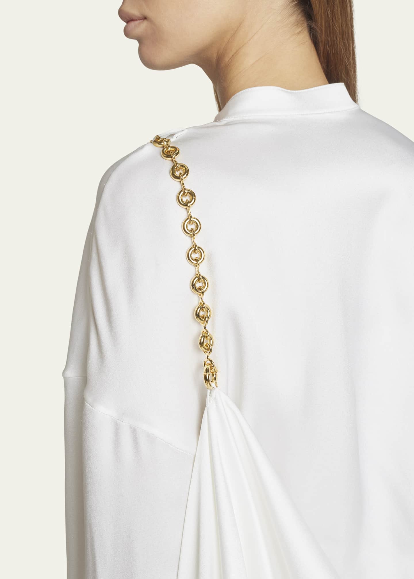 Loewe Silk Long Shirtdress with Chain Drape Detail - Bergdorf Goodman
