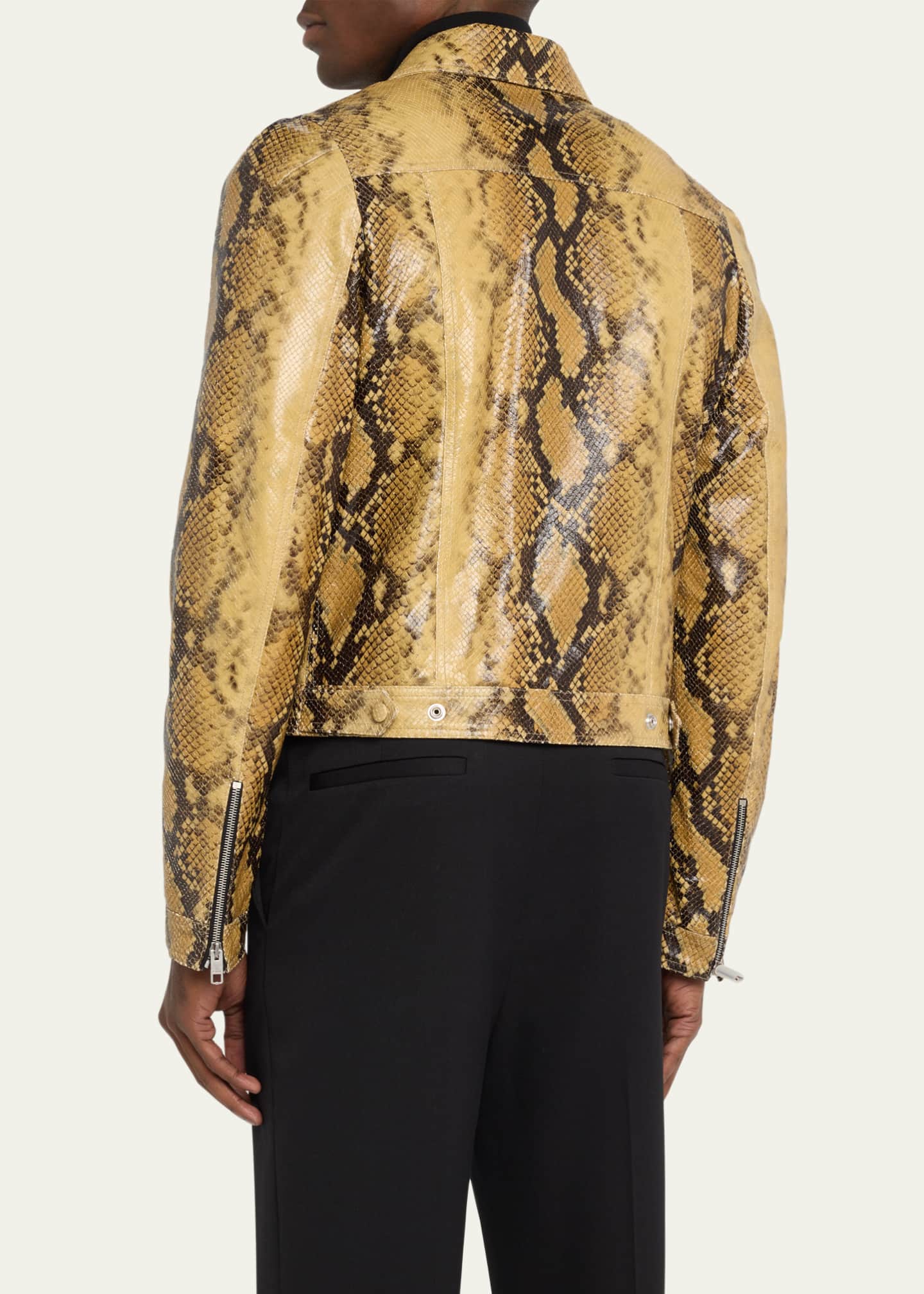 Bally Men's Snake-Print Leather Blouson Jacket - Bergdorf Goodman