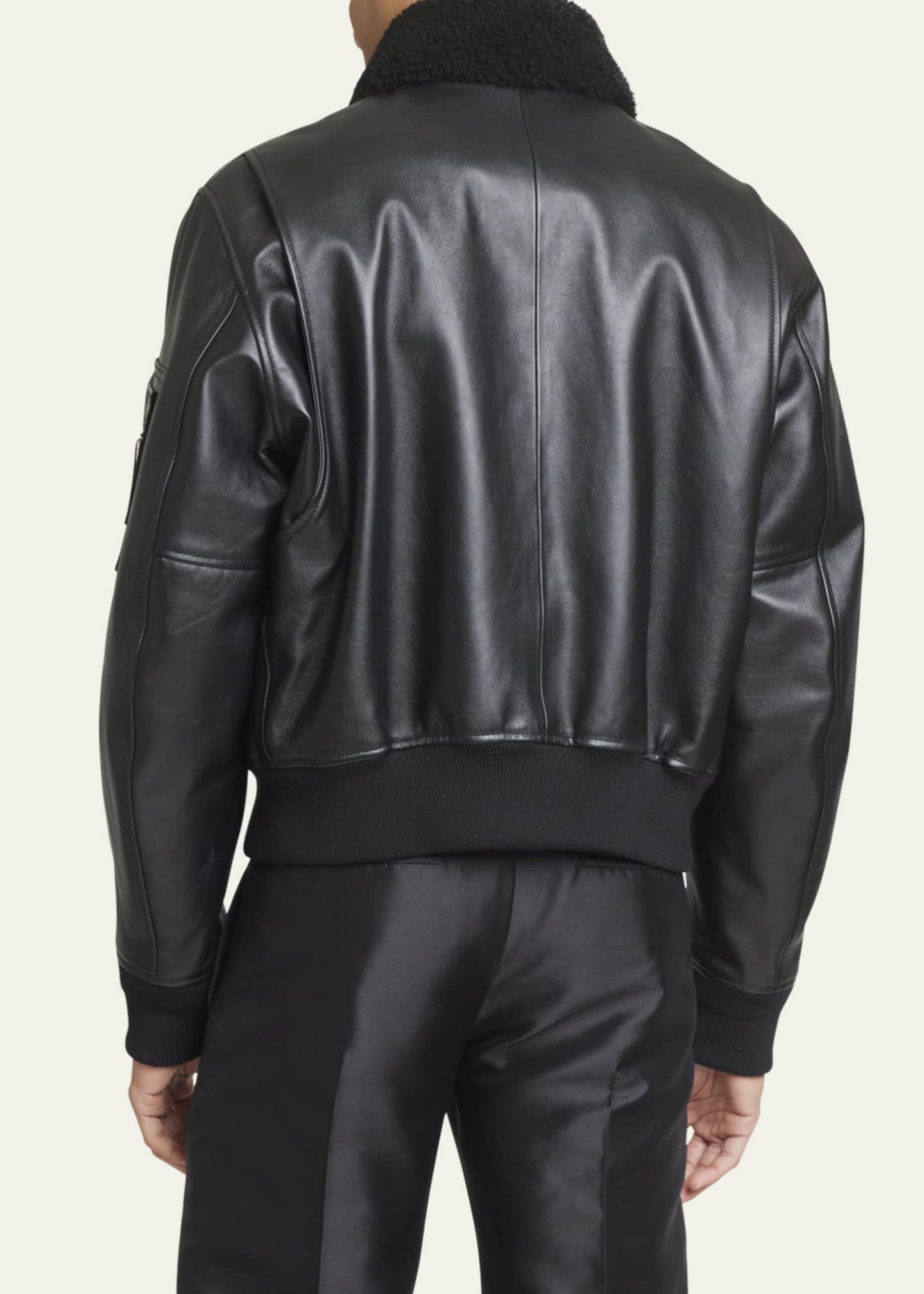 Givenchy Men's Leather Aviator Jacket with Shearling Collar - Bergdorf ...