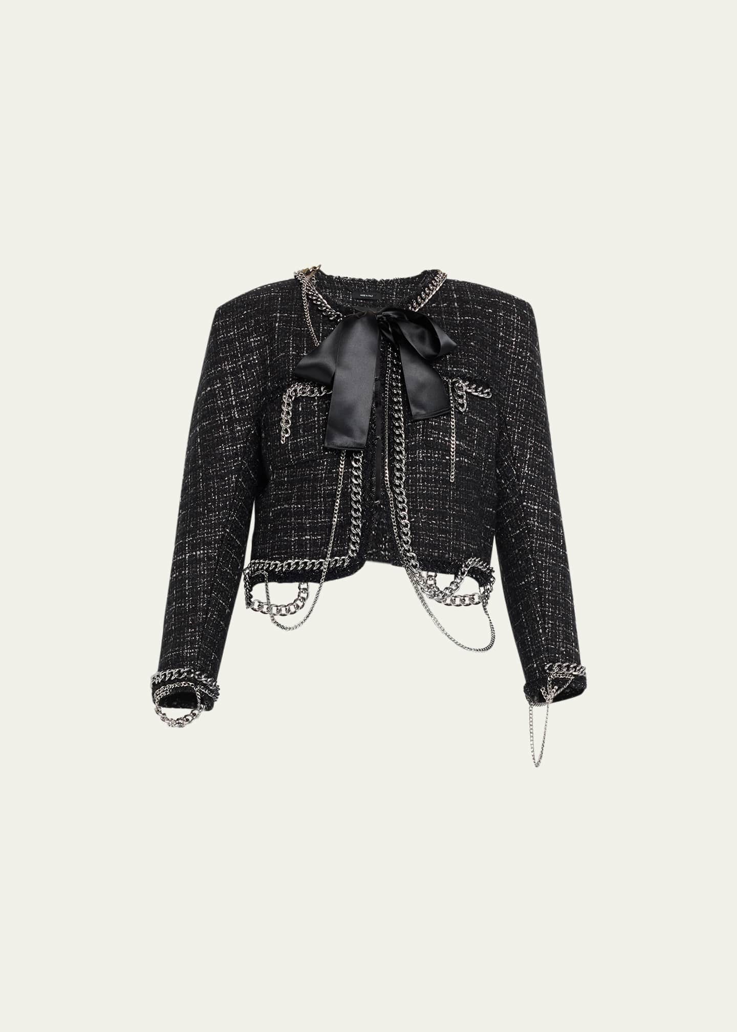 R13 Tweed Neck-Tie Chain Jacket - Bergdorf Goodman