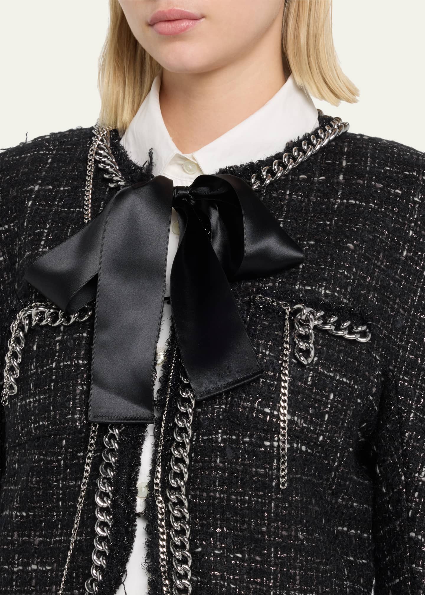 R13 Tweed Neck-Tie Chain Jacket - Bergdorf Goodman
