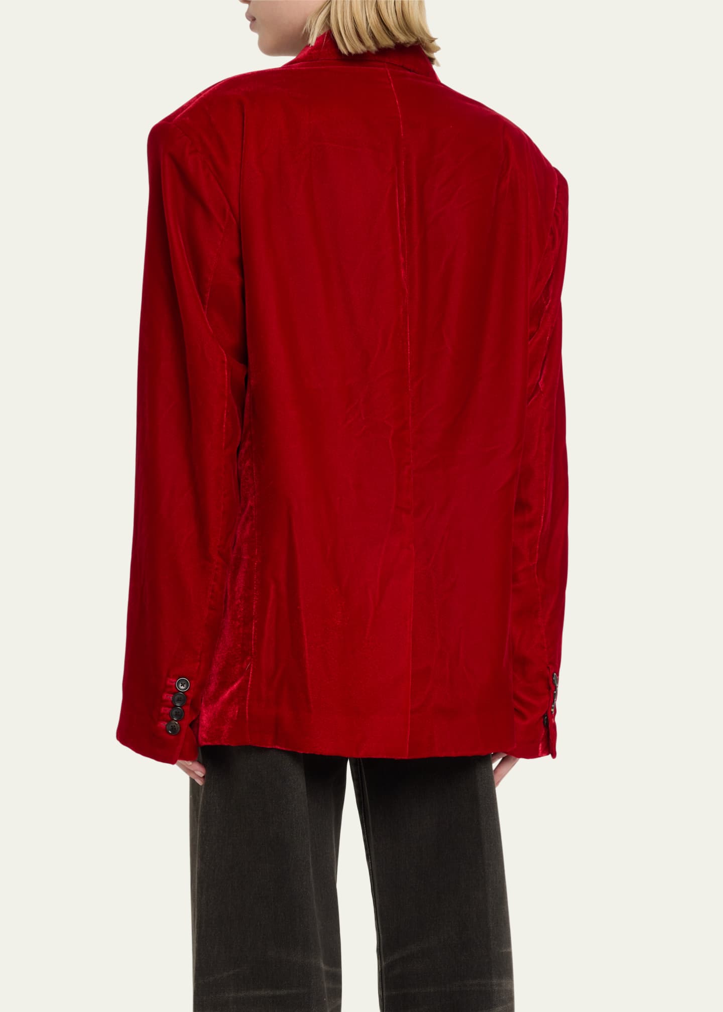 R13 Boxy Double-Breasted Ragged Velvet Blazer - Bergdorf Goodman