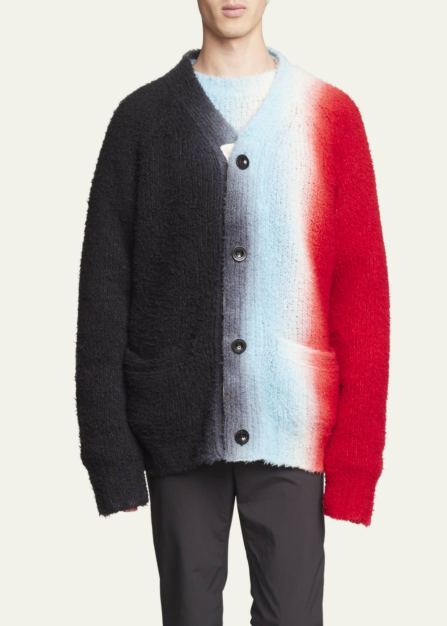 SACAI Men's Tricolor Space-Dye Wool-Blend Cardigan - Bergdorf Goodman