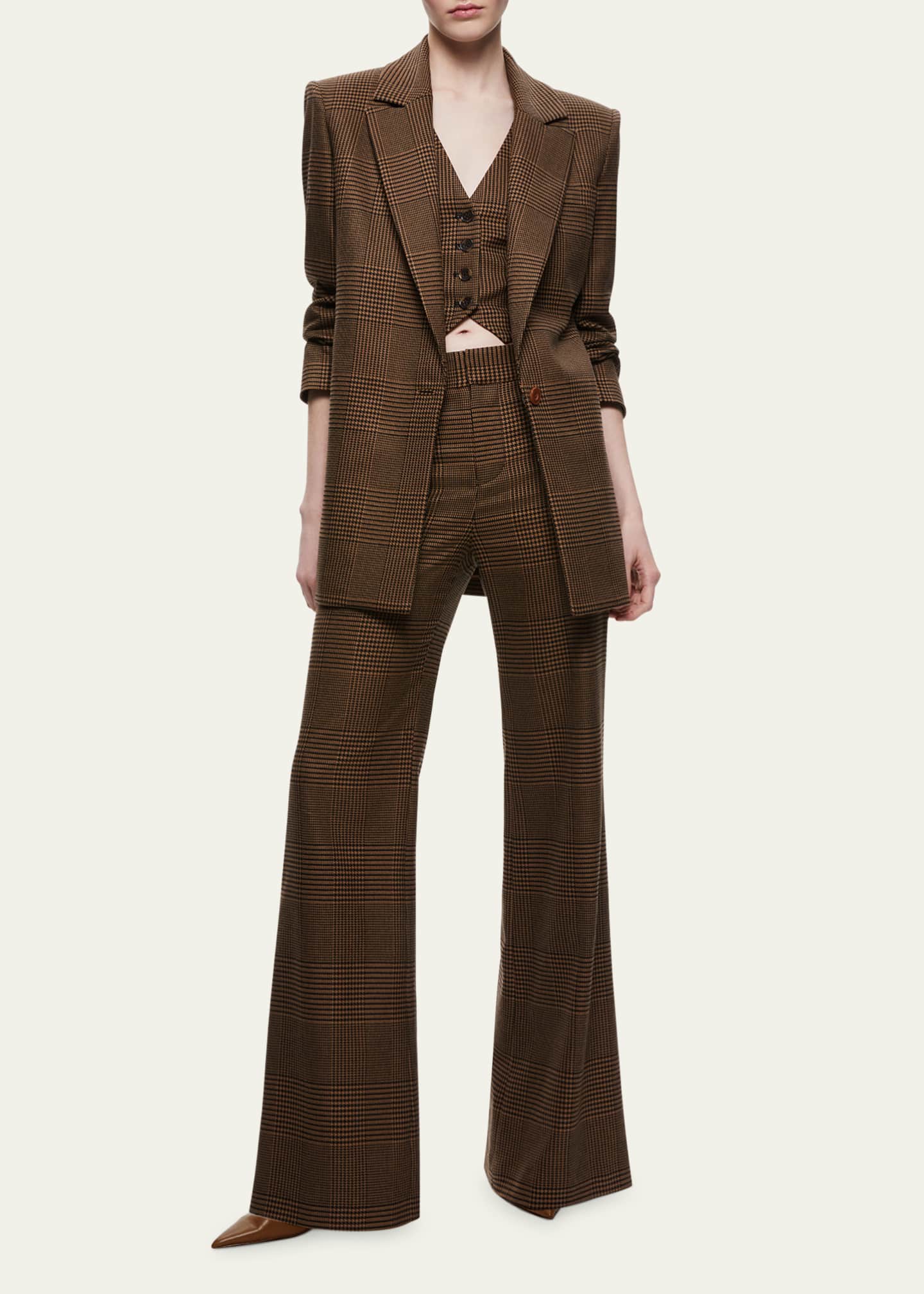 Alice + Olivia Colley Strong-Shoulder Plaid Blazer - Bergdorf Goodman