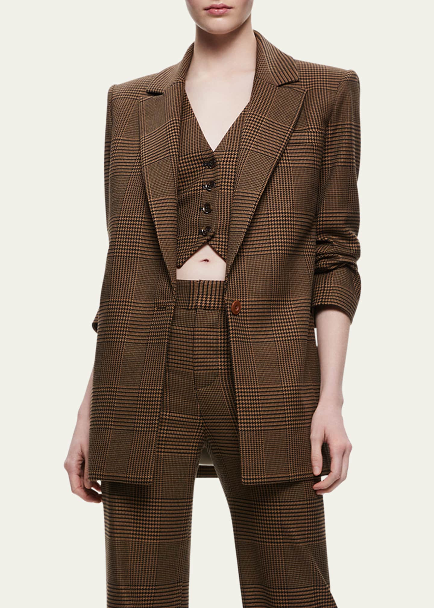 Alice + Olivia Colley Strong-Shoulder Plaid Blazer - Bergdorf Goodman