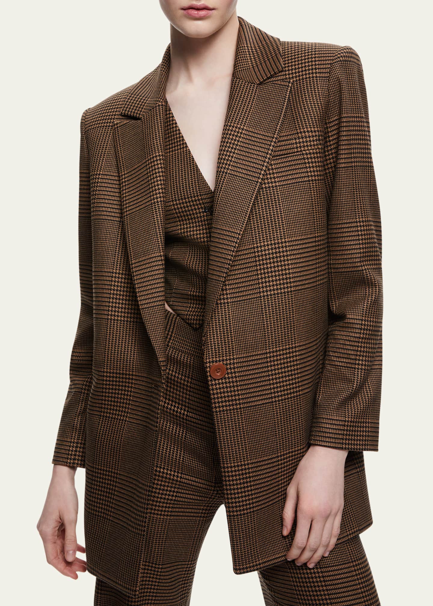 Alice + Olivia Colley Strong-Shoulder Plaid Blazer - Bergdorf Goodman